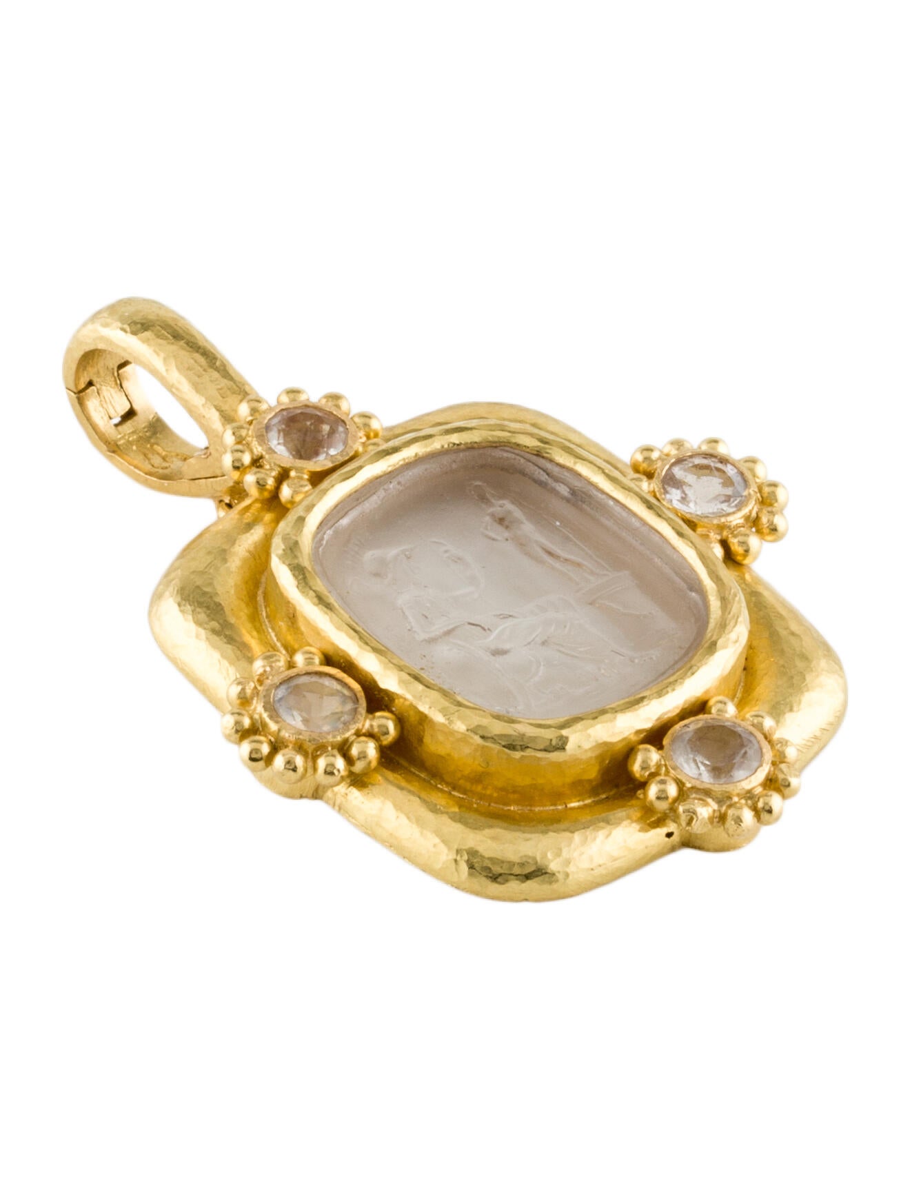 Elizabeth Locke 19K Moonstone Intaglio Enhancer Pendant - 19K Yellow ...