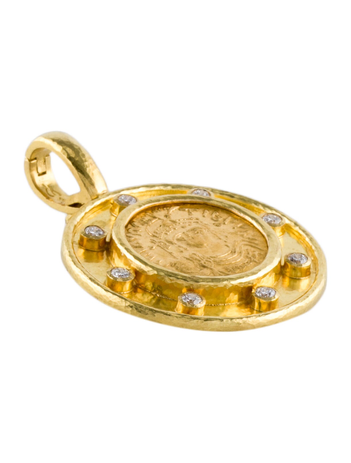 Elizabeth Locke 19K Diamond Coin Pendant - 18K Yellow Gold Pendant ...