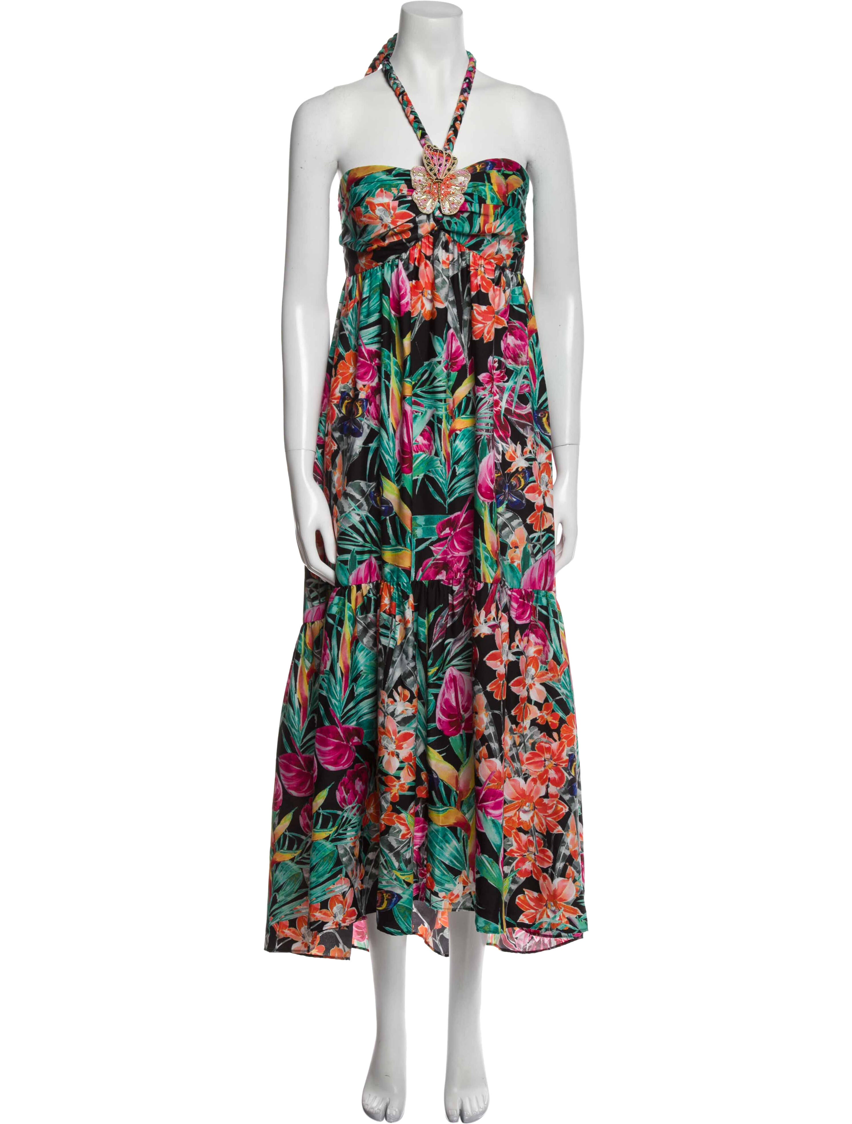 Emanuel Ungaro Floral Print Long Dress w/ Tags - Green Dresses ...