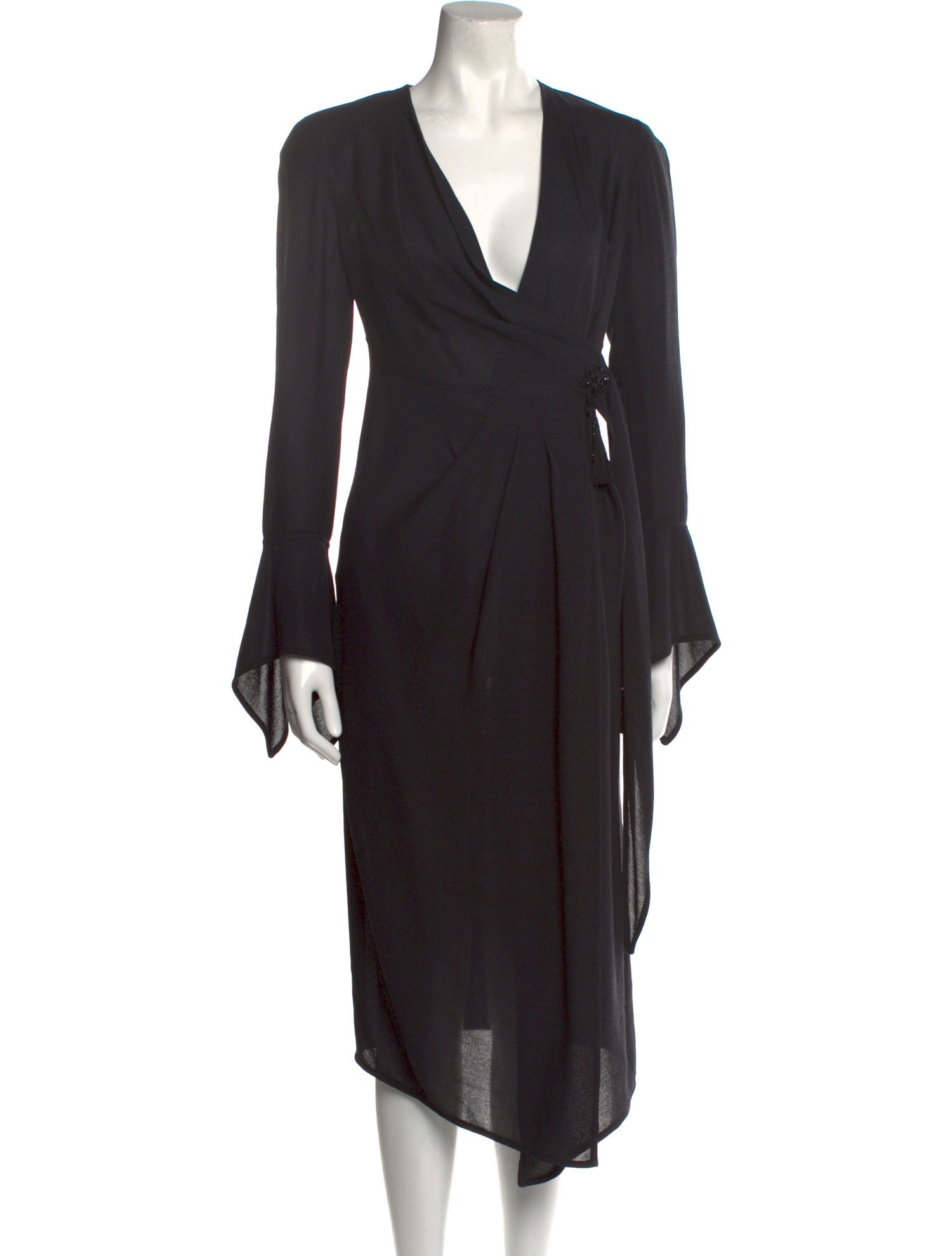 Emanuel Ungaro V-Neck Long Dress - Black Dresses, Clothing - EMA30224 ...