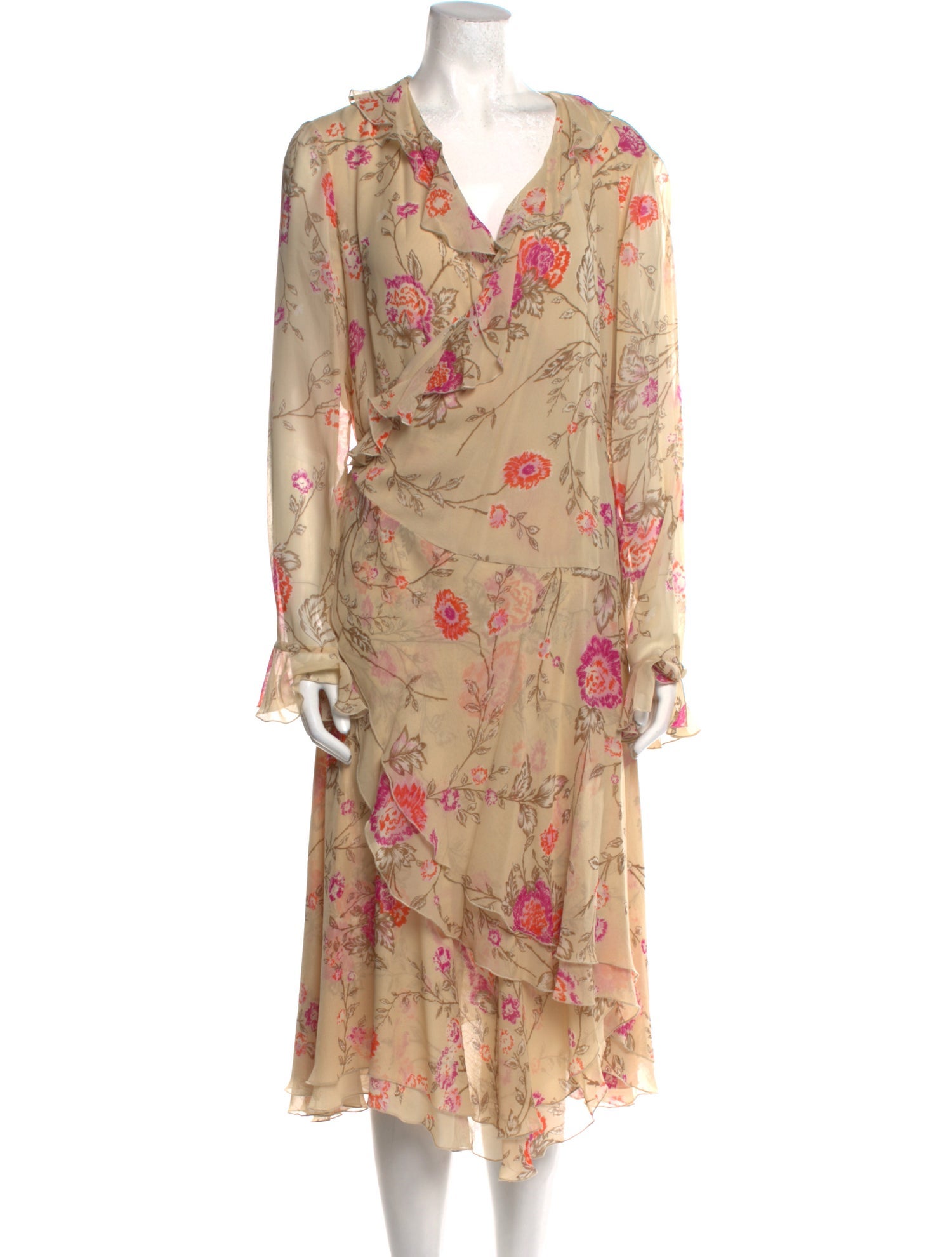 Emanuel Ungaro Silk Long Dress - Neutrals Dresses, Clothing - EMA30563 ...