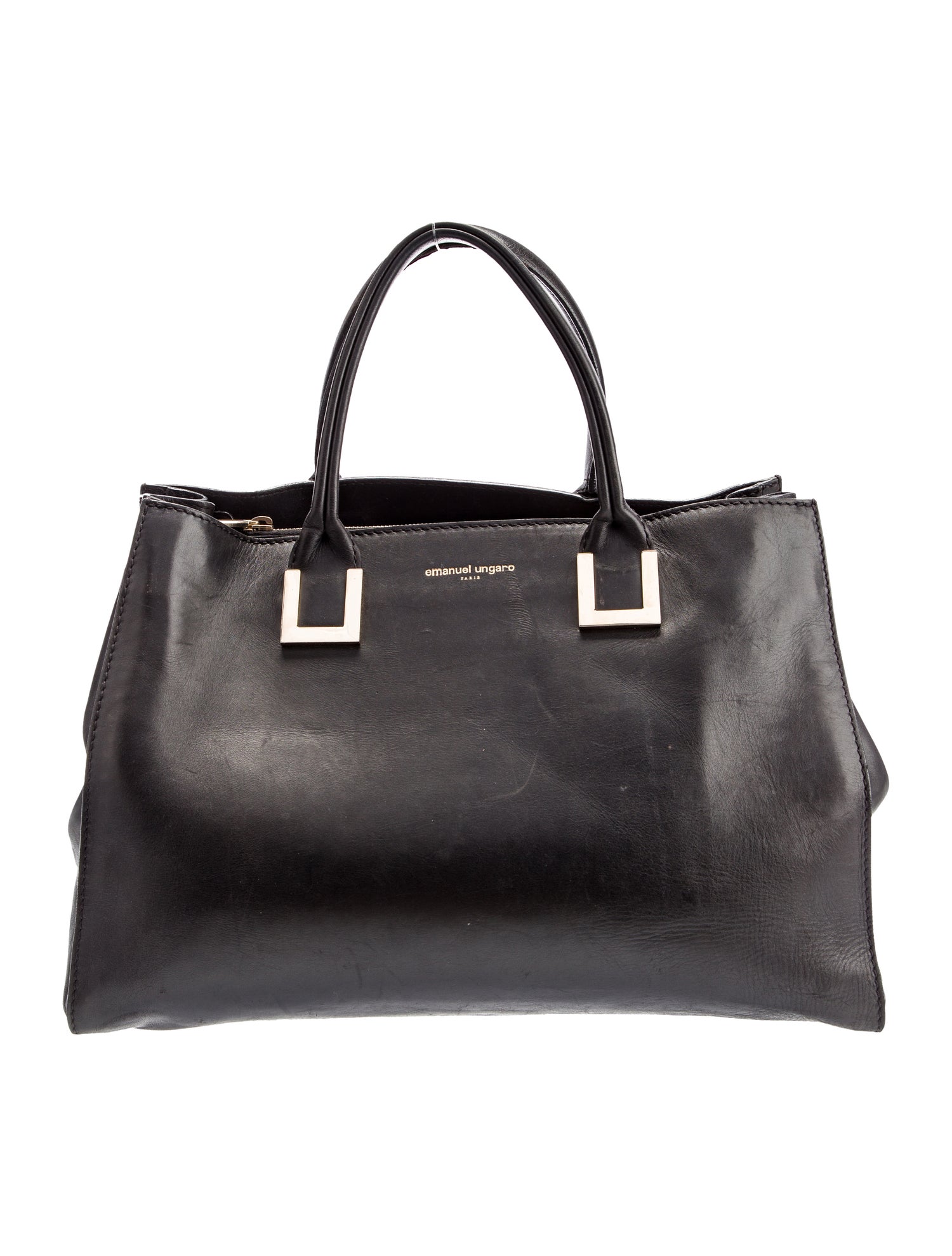 Emanuel Ungaro Leather Top Handle Bag - Black Handle Bags, Handbags ...