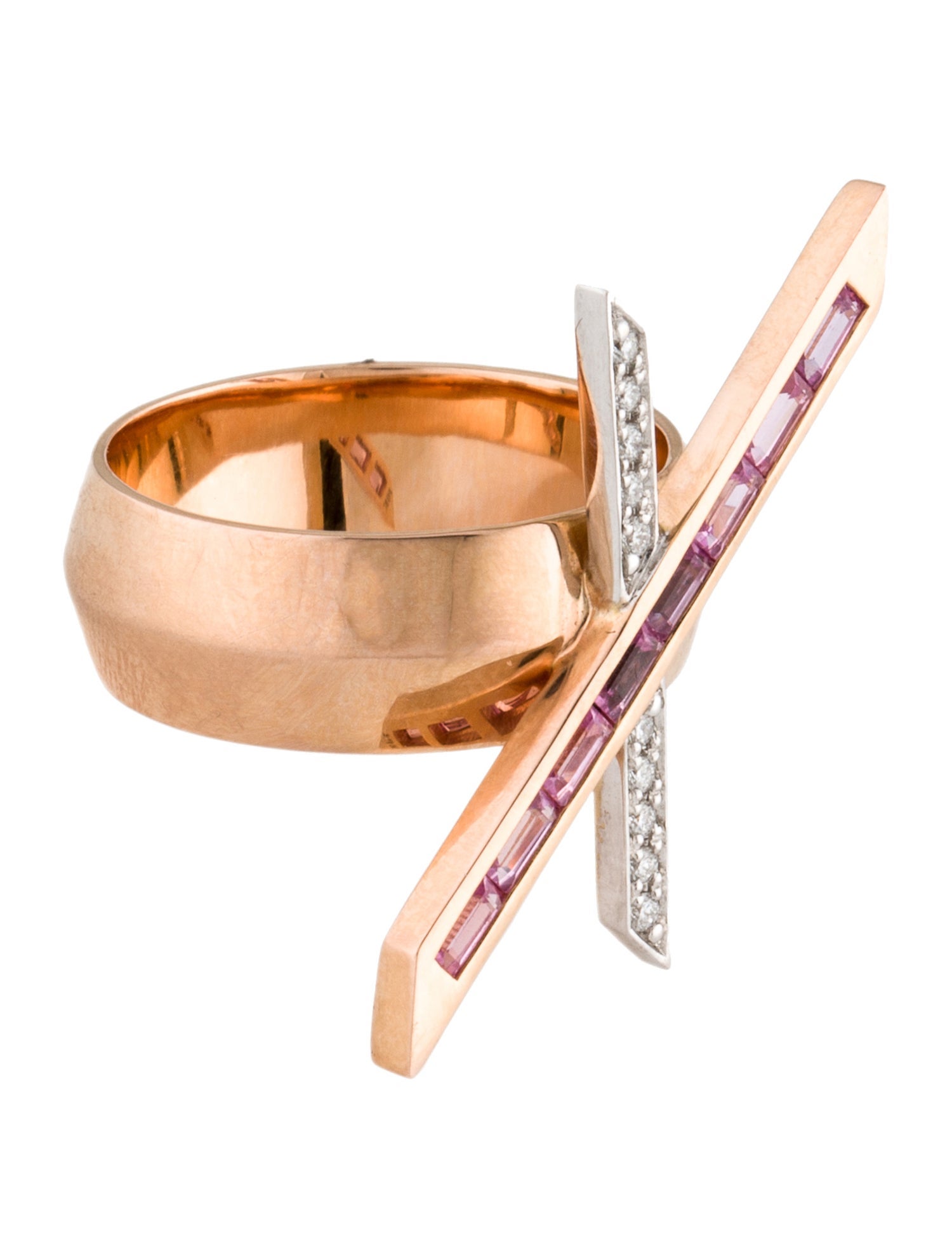 Emily P. Wheeler 18K Sapphire & Diamond X Band - 18K Rose Gold Cocktail ...