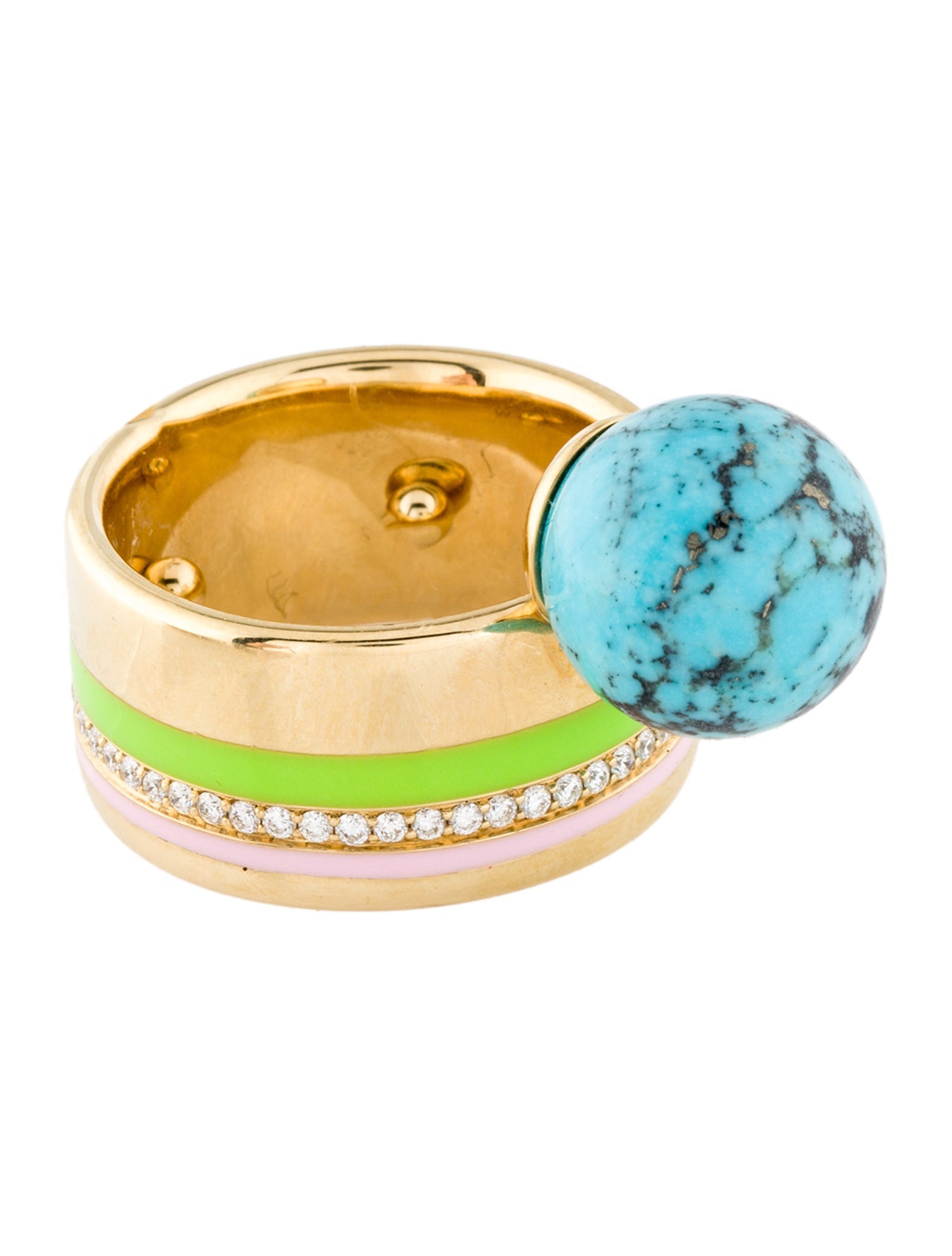 Emily P. Wheeler 18K Diamond, Turquoise & Enamel 'Horizon' Ring - Green ...
