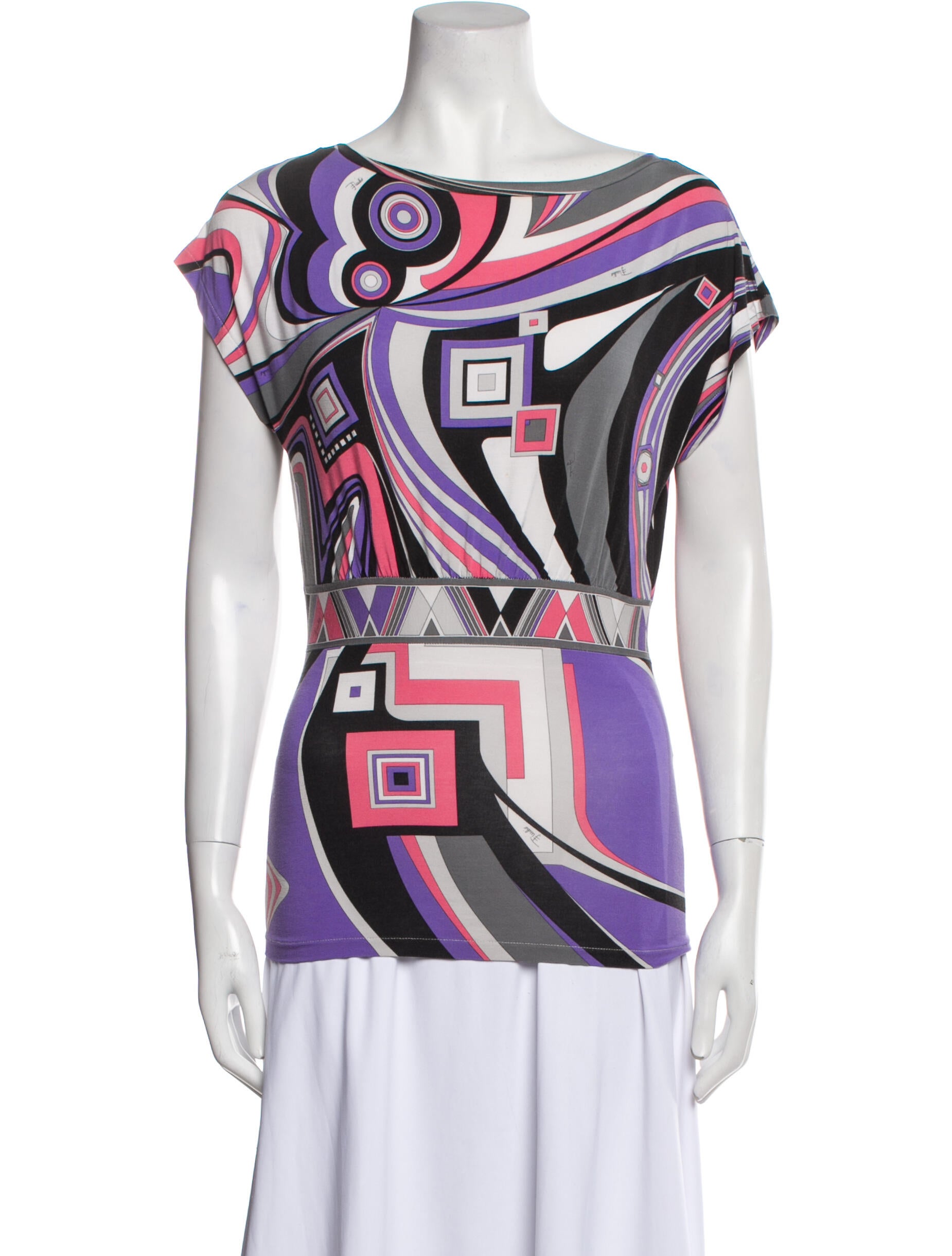 Emilio Pucci Printed Scoop Neck T-Shirt - Grey Tops, Clothing ...