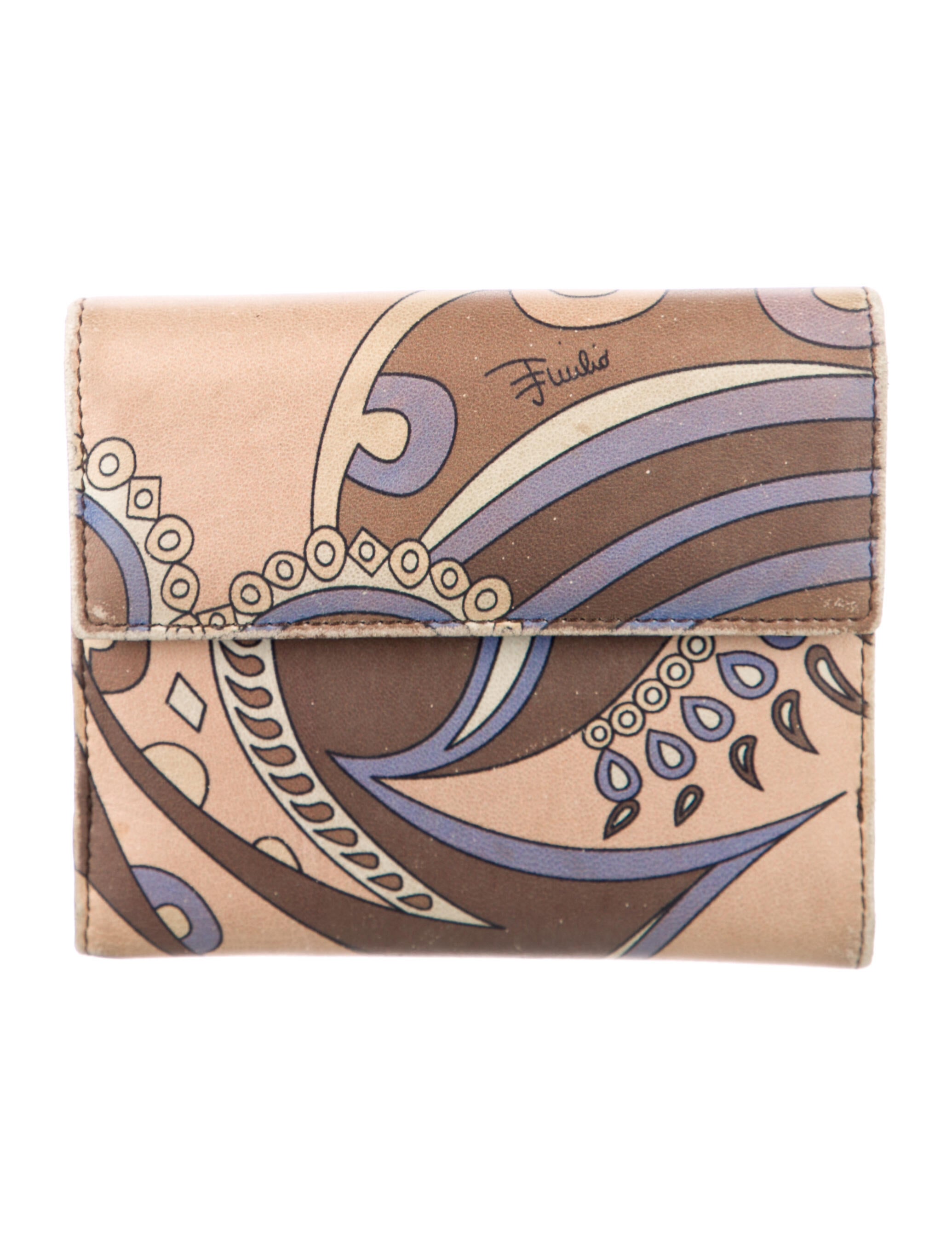 Emilio Pucci Leather Printed Compact Wallet - Neutrals Wallets ...