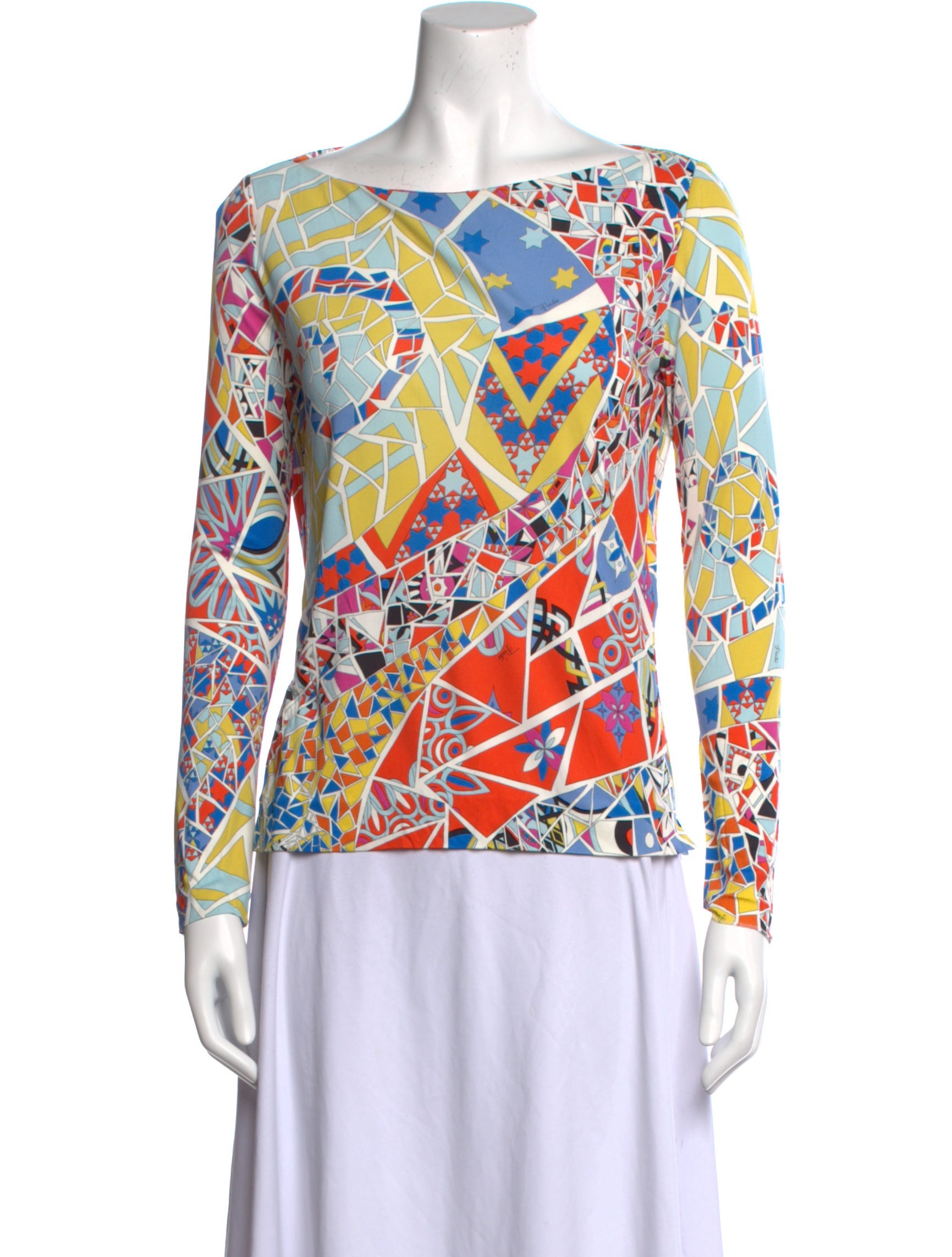 Emilio Pucci Printed Scoop Neck Top - White Tops, Clothing - EMI109961 ...