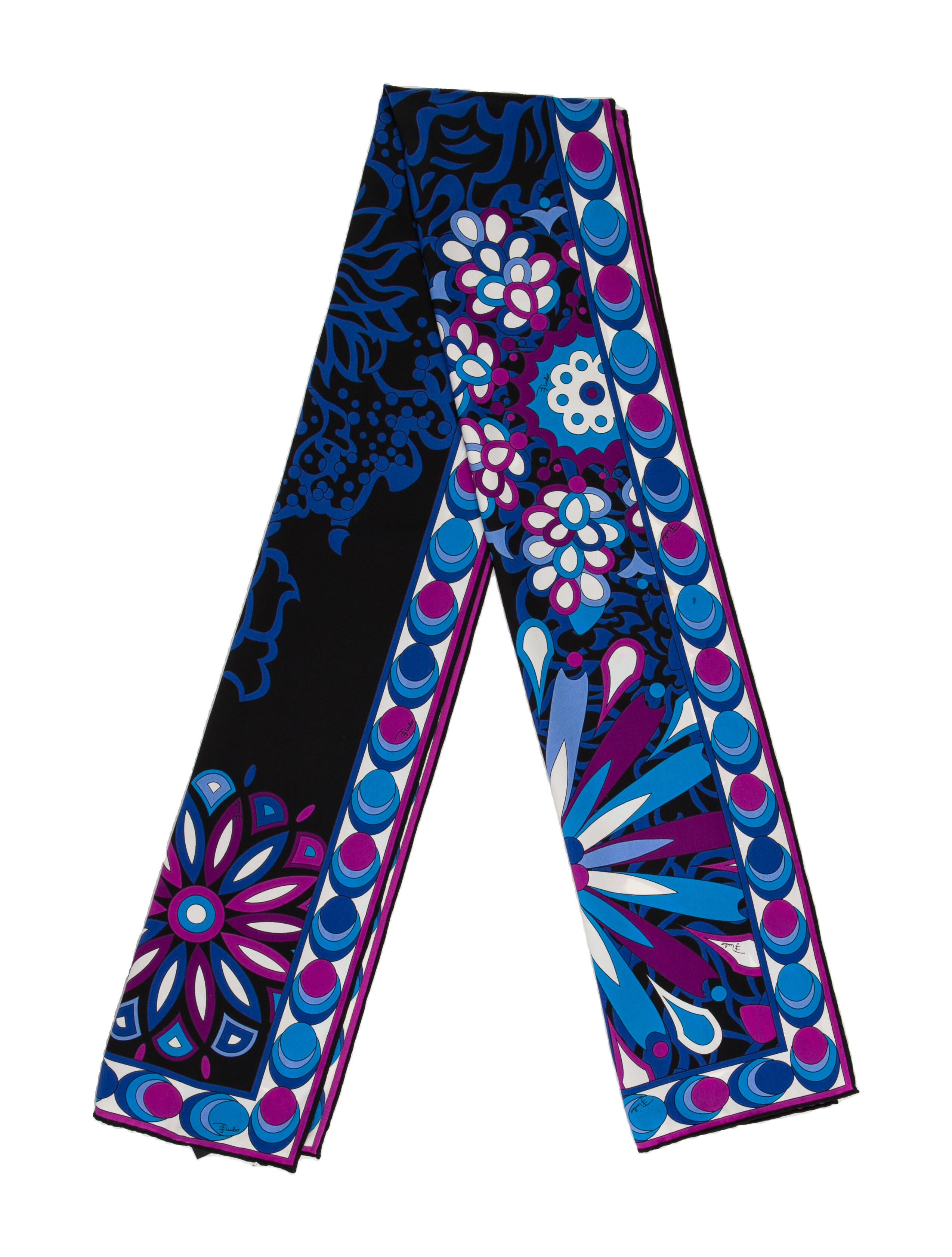 Emilio Pucci Silk Printed Scarf - Black Scarves and Shawls, Accessories ...