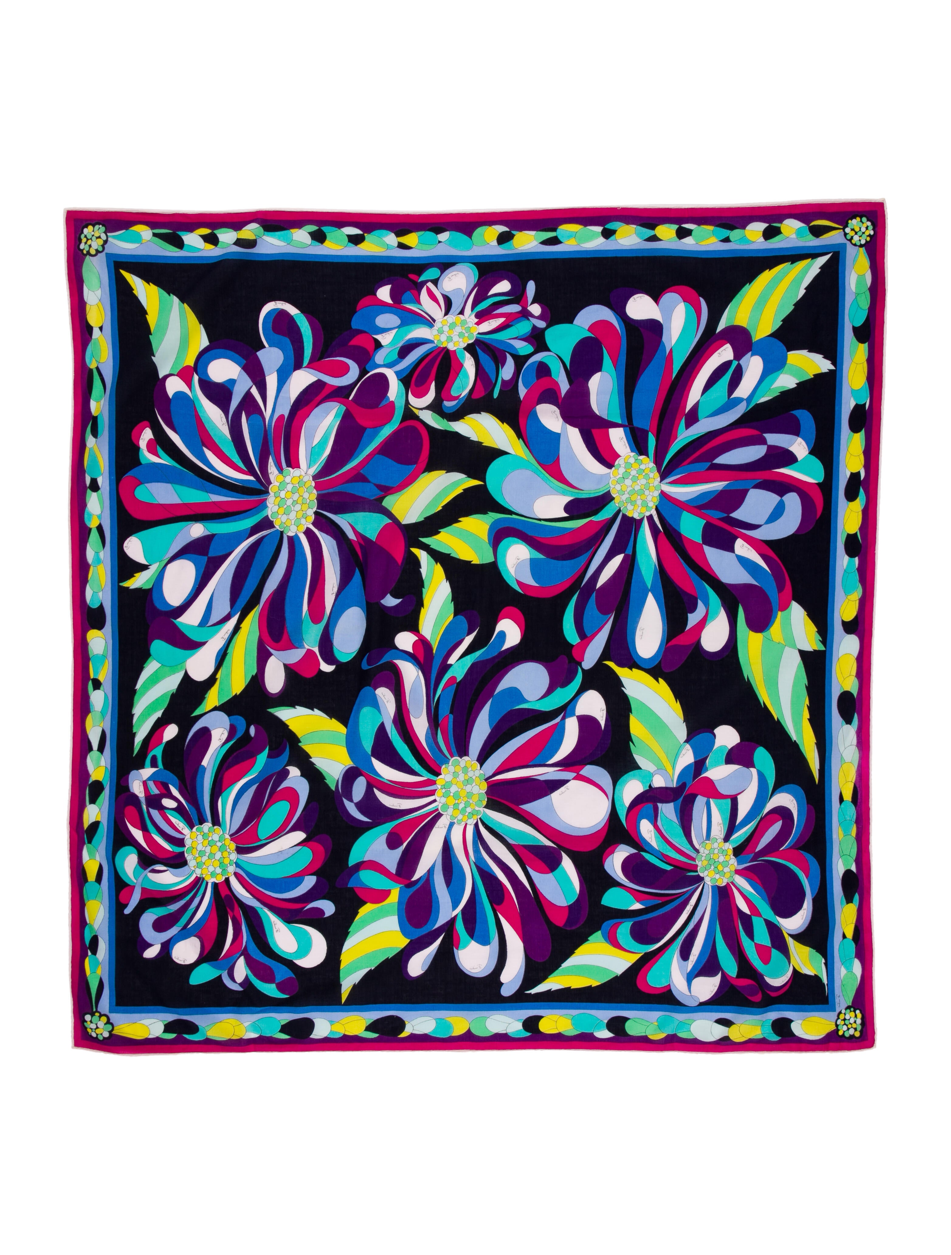 Emilio Pucci Floral Print Scarf - Blue Scarves and Shawls, Accessories ...