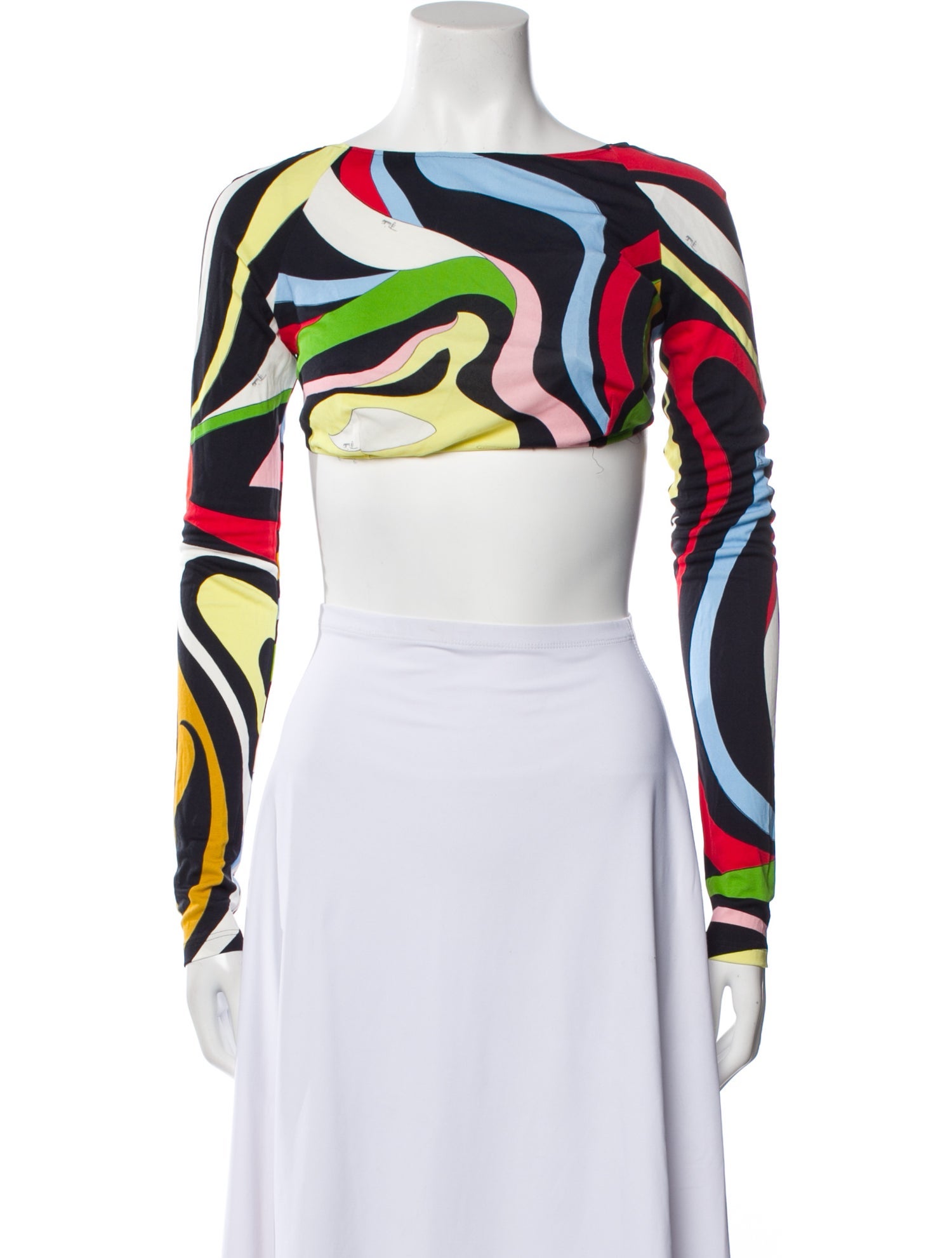 Emilio Pucci Printed Bateau Neckline Crop Top - Black Tops, Clothing ...