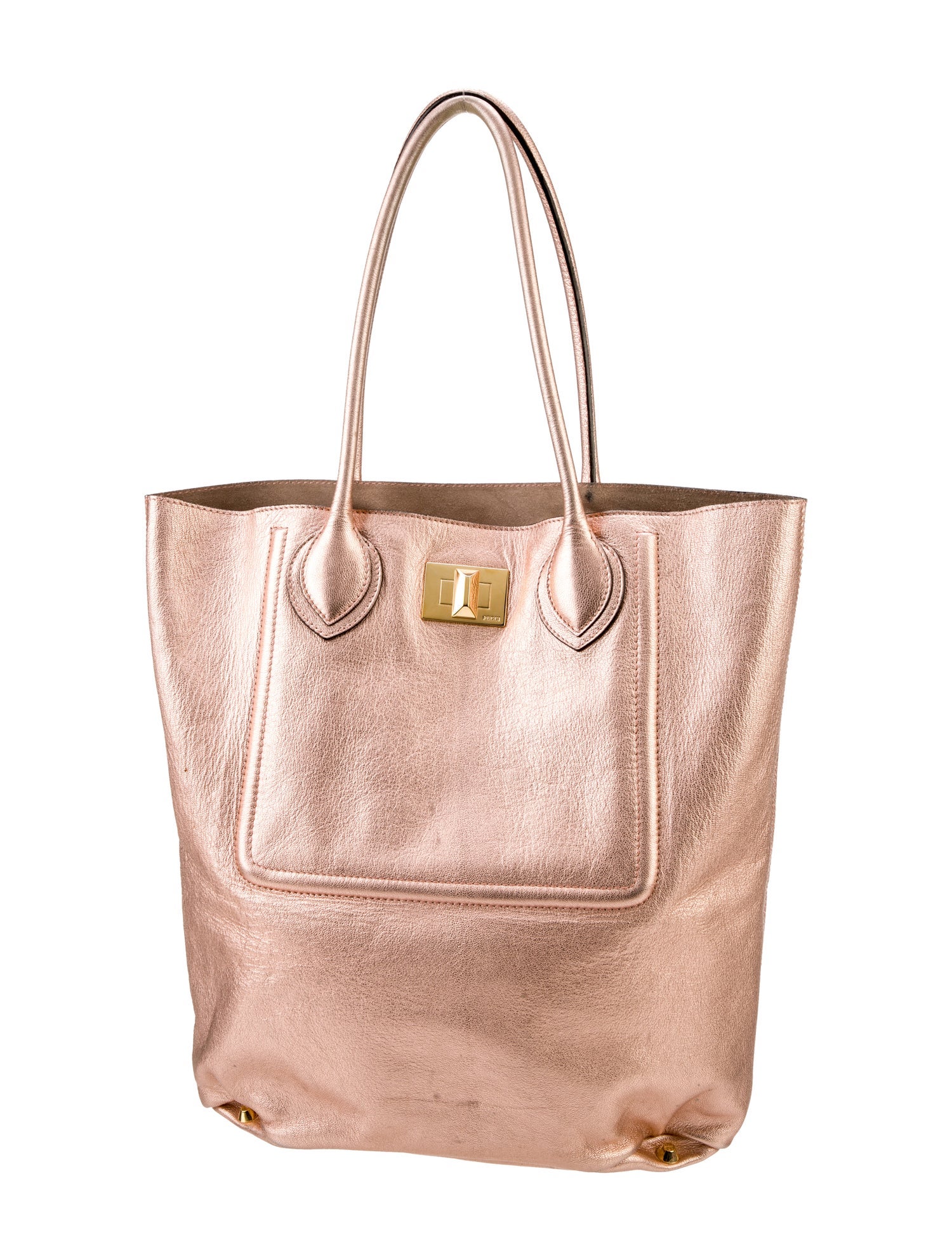 Emilio Pucci Metallic Leather Tote - Metallic Totes, Handbags ...