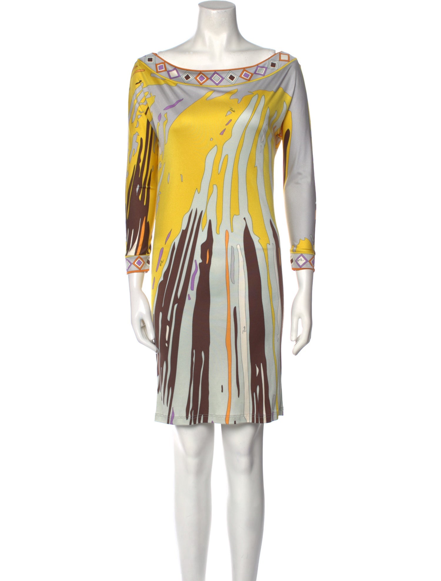 Emilio Pucci Printed Mini Dress - Yellow Dresses, Clothing - EMI123716 ...