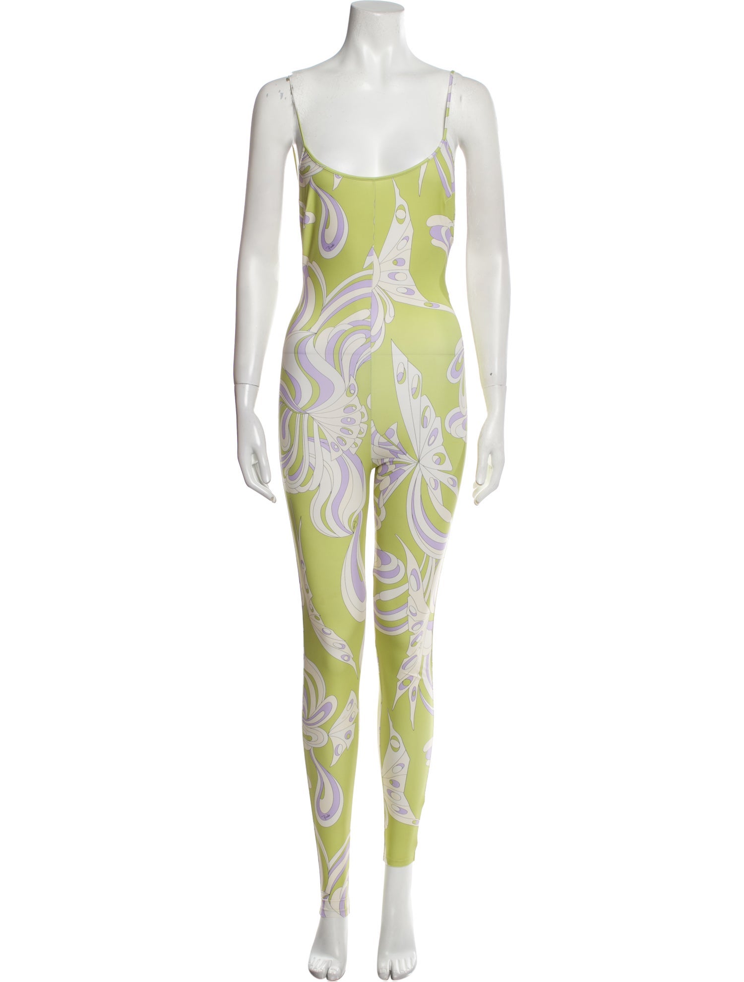 Emilio Pucci Printed Square Neckline Jumpsuit - Purple, 13.25" Rise ...
