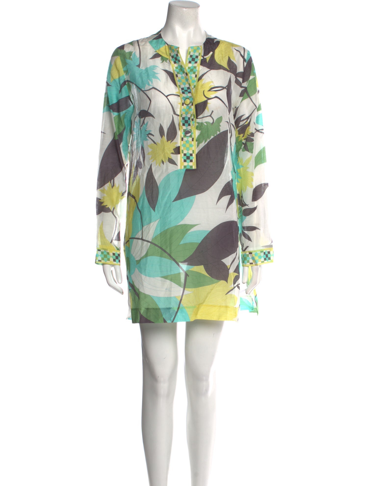 Emilio Pucci Floral Print Crew Neck Tunic - Blue Tops, Clothing ...