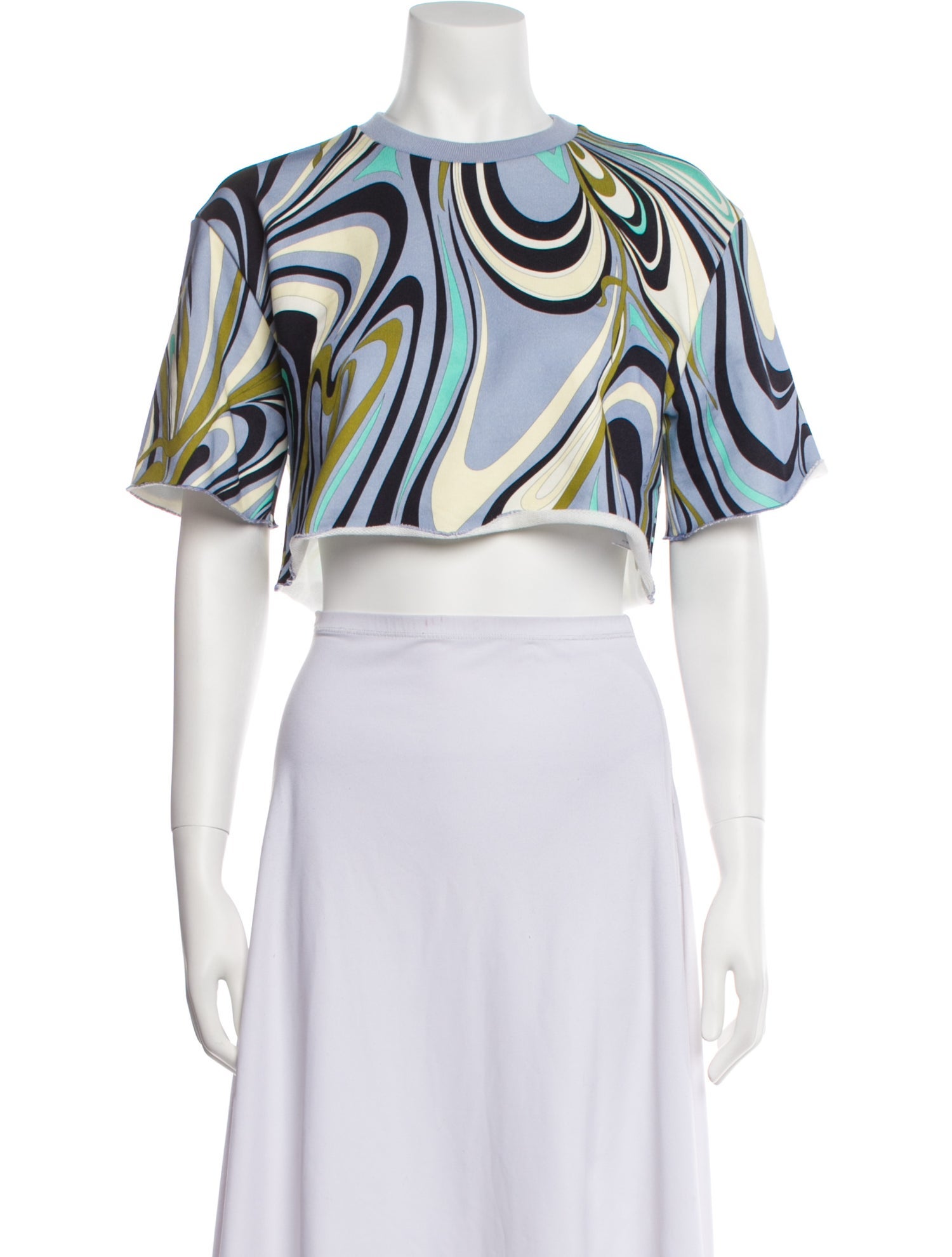 Emilio Pucci Printed Crew Neck Crop Top w/ Tags - Orange Tops, Clothing ...
