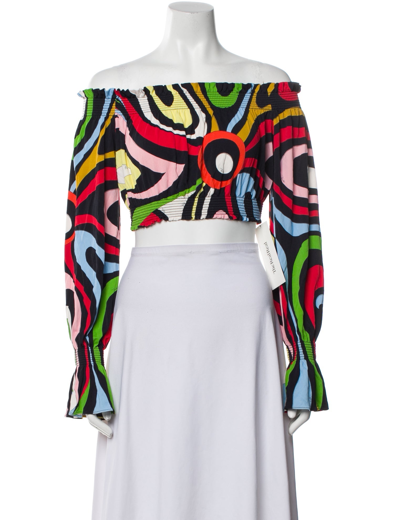 Emilio Pucci Printed Off-The-Shoulder Crop Top - Pink Tops, Clothing - EMI137013 | The RealReal