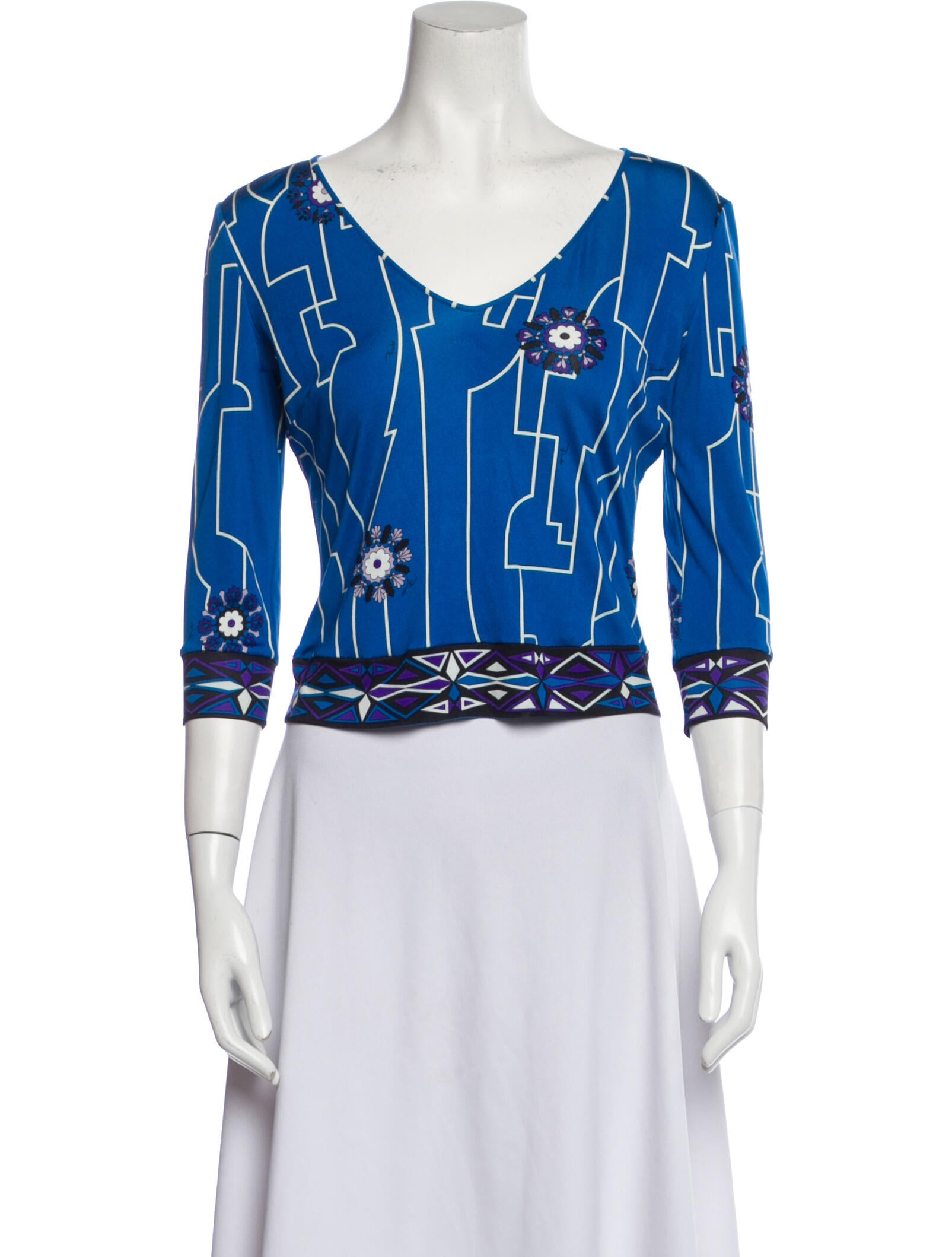 Emilio Pucci Vintage Silk Crop Top - Blue Tops, Clothing - EMI137132 ...