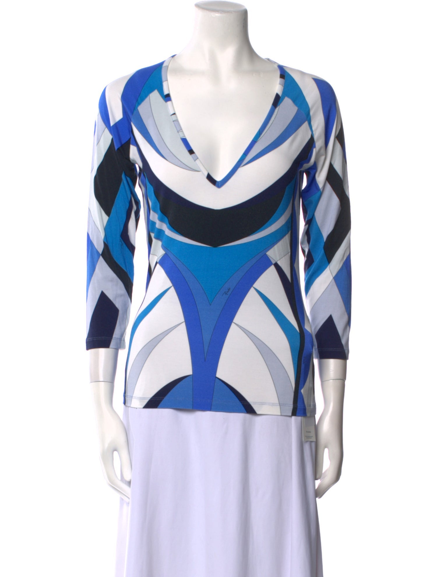 Emilio Pucci Printed Cowl Neck Tunic - Blue Tops, Clothing - EMI137477 ...