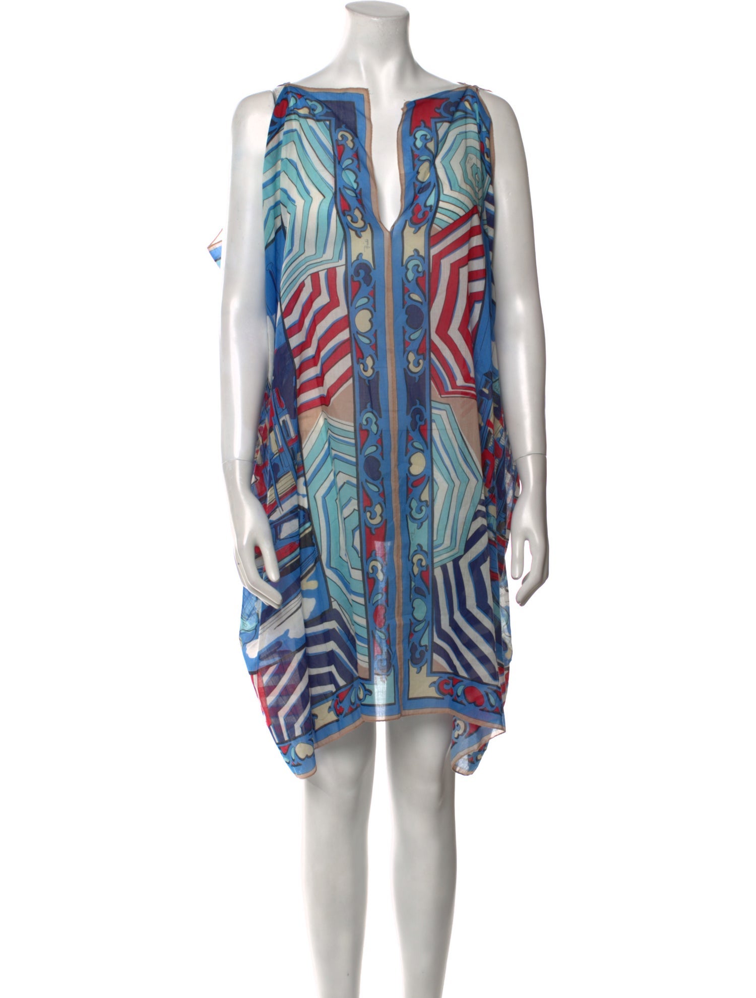Emilio Pucci Printed V-Neck Tunic - Blue Tops, Clothing - EMI138018 ...