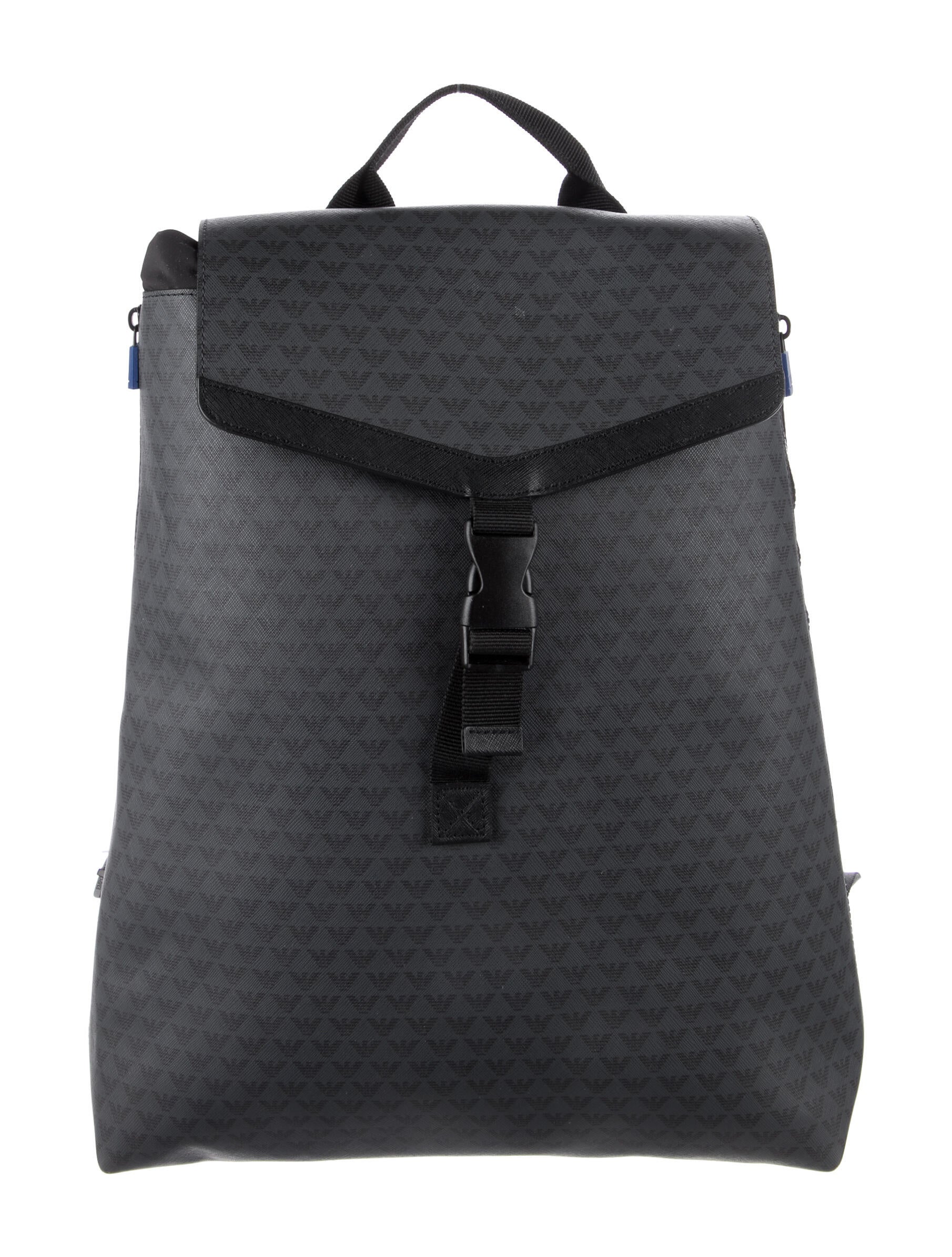 Emporio Armani Coated Canvas Backpack - Black Backpacks, Bags ...