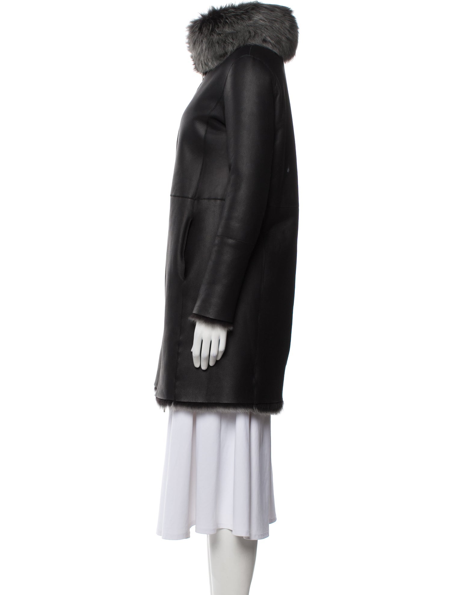 Emporio Armani Shearling Fur Coat - Black Coats, Clothing - EMP46166 ...