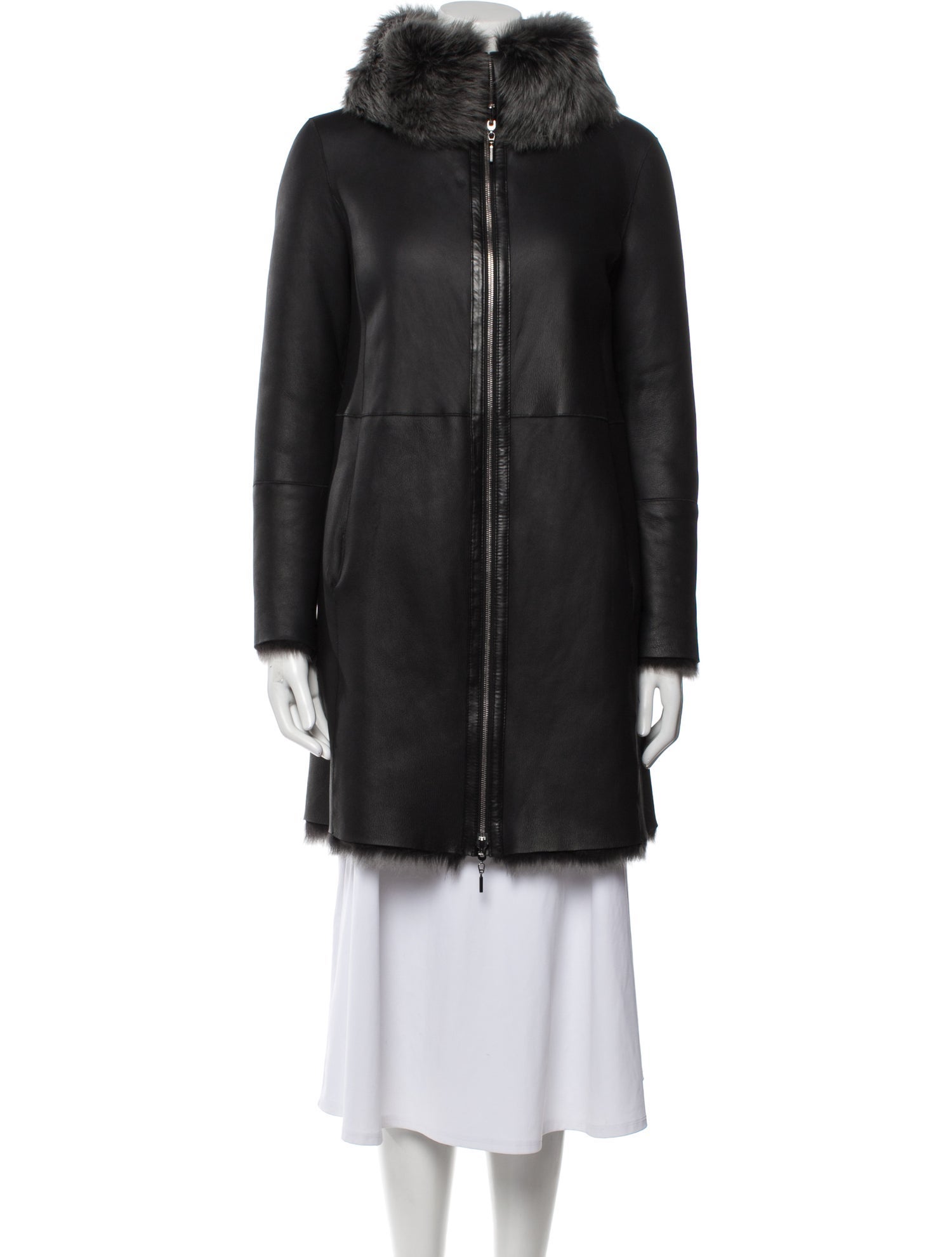 Emporio Armani Shearling Fur Coat - Black Coats, Clothing - EMP48344 ...