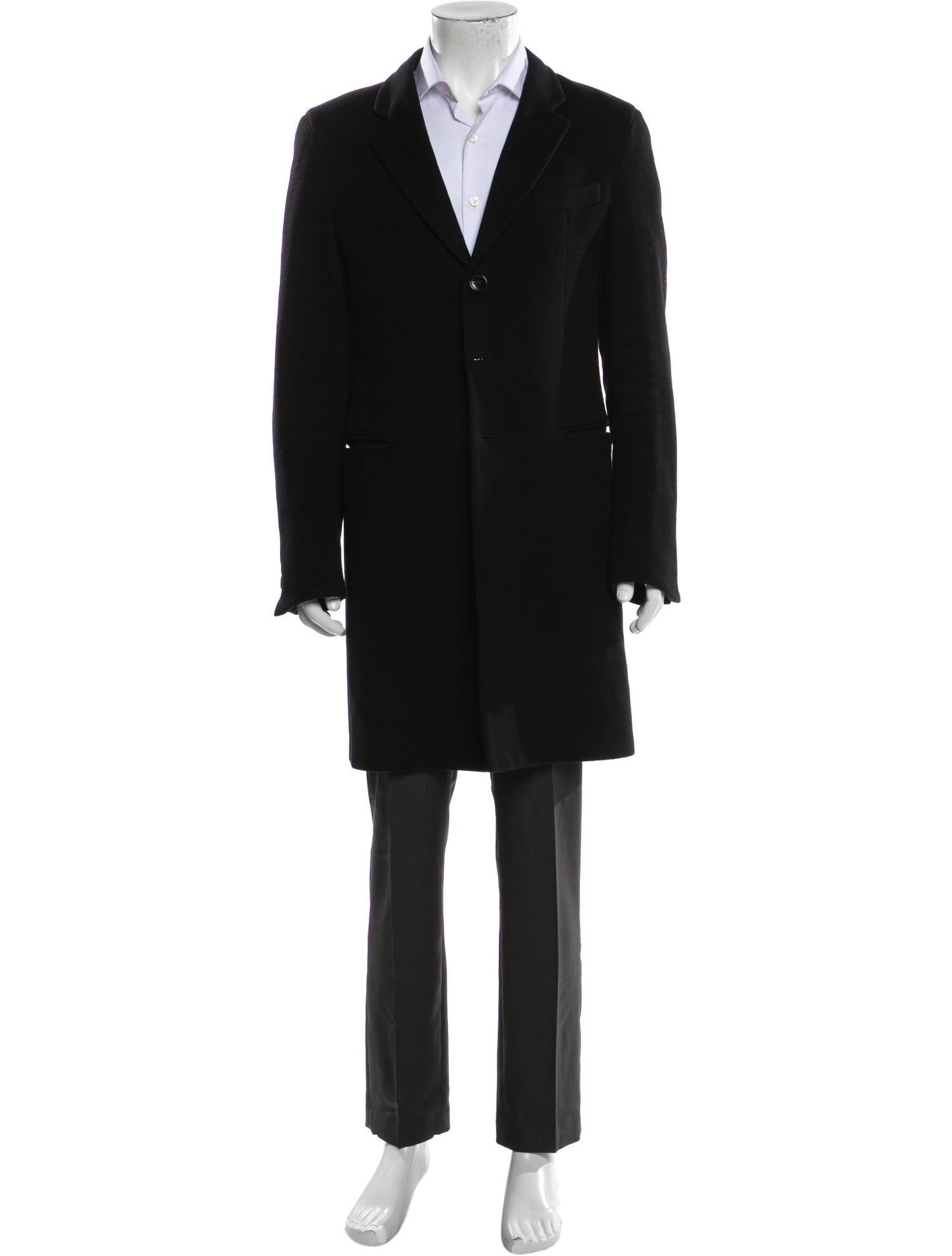 Emporio Armani Virgin Wool Overcoat - Black Outerwear, Clothing ...