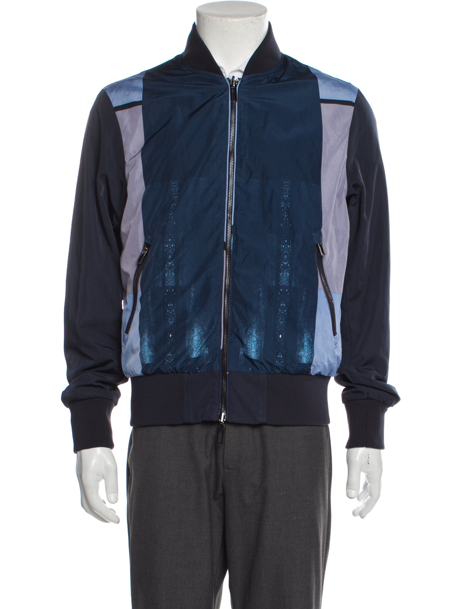 Emporio Armani Colorblock Pattern Bomber Jacket - Black Outerwear ...