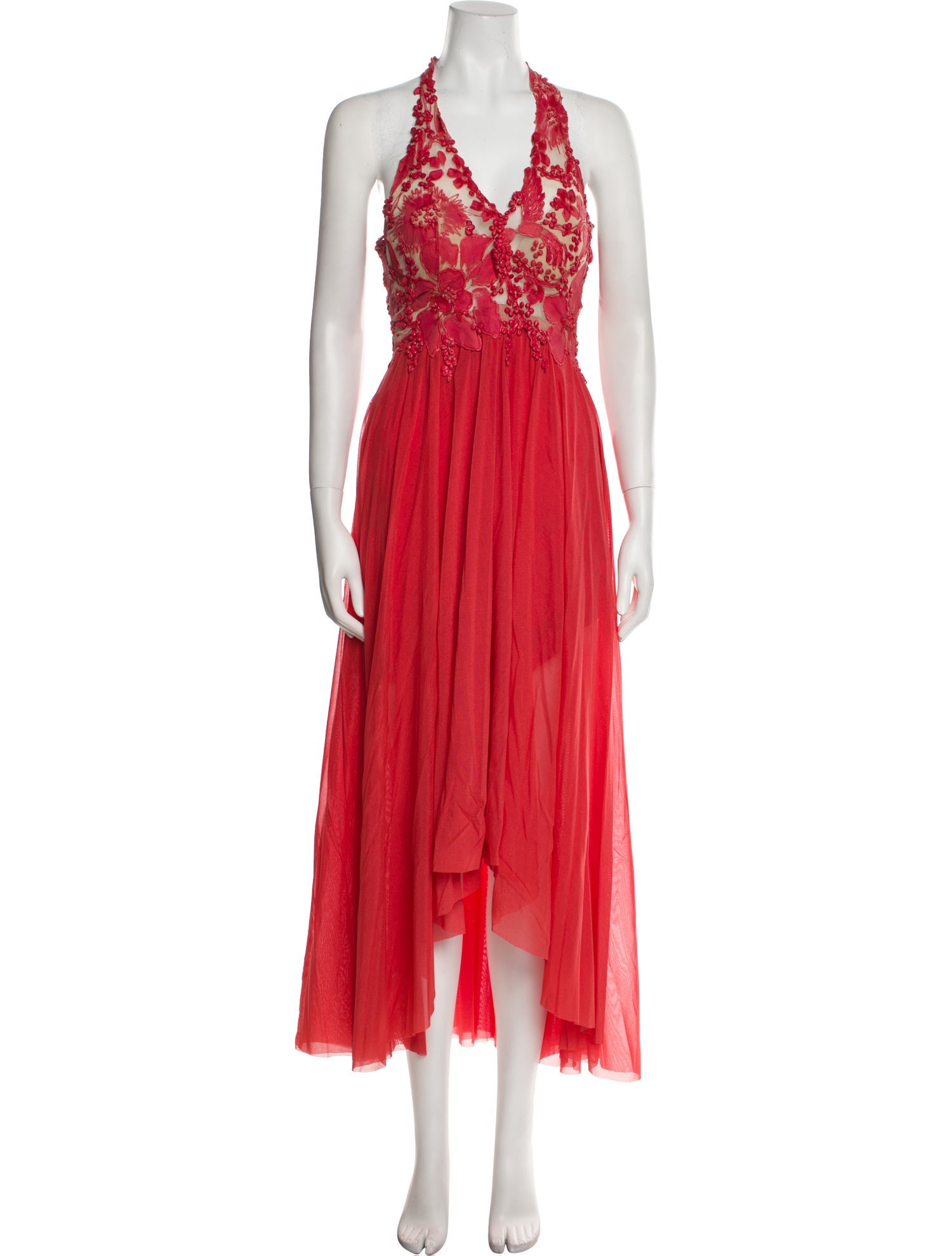 Ema Savahl V-Neck Long Dress - Red Dresses, Clothing - EMSAV20185 | The ...