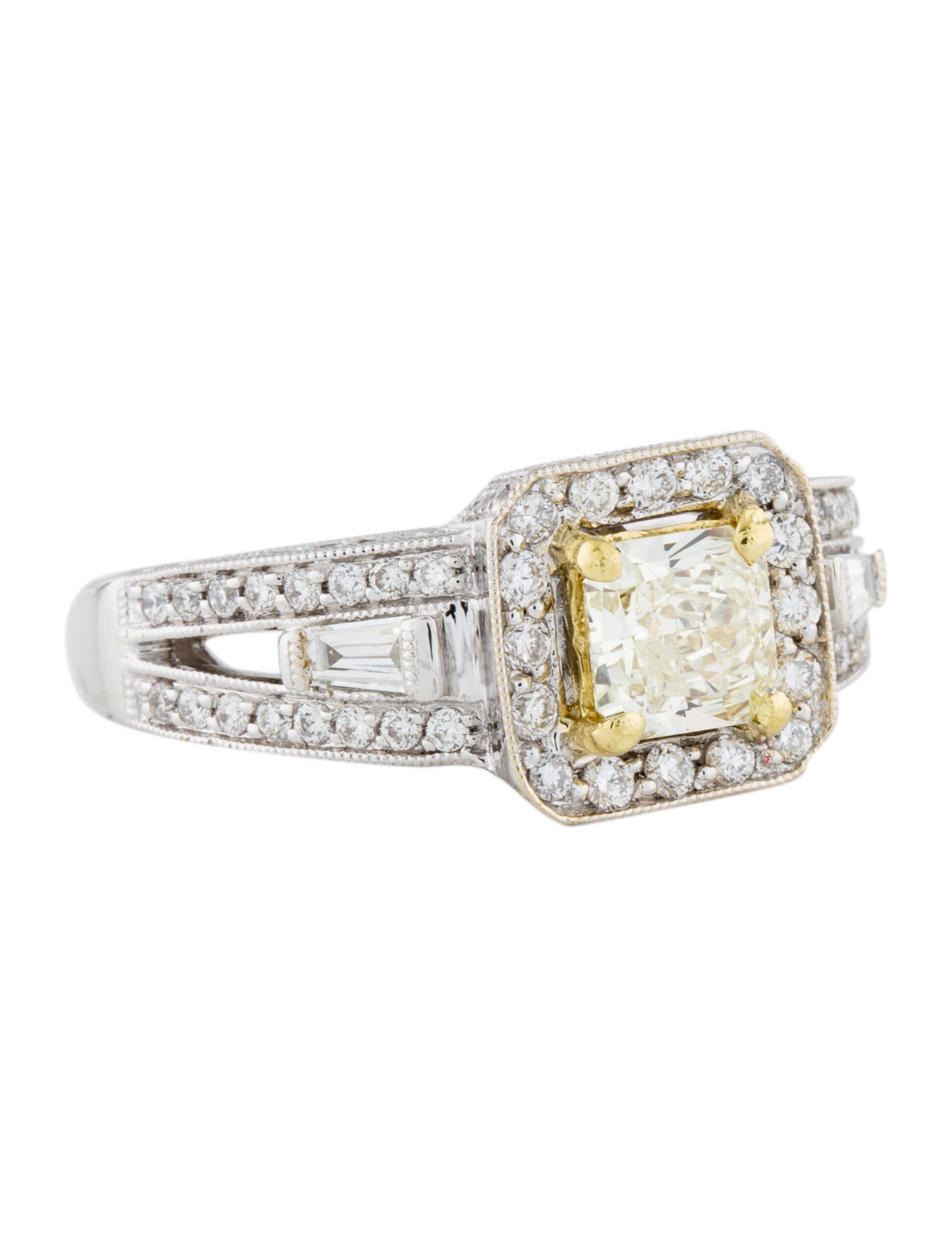 Engagement Ring 1.43ctw Square Radiant Cut Engagement Ring - 18K White ...