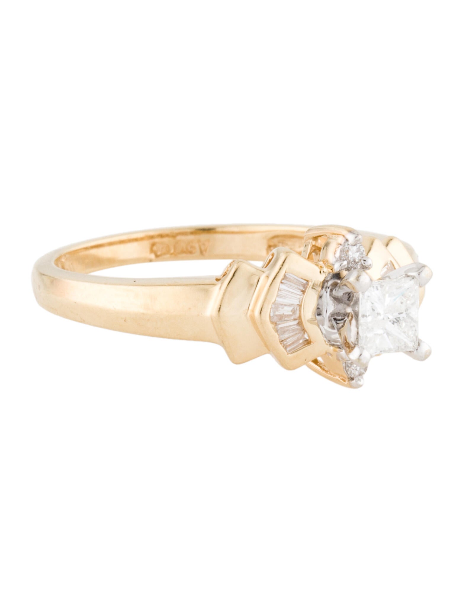 Engagement Ring Vintage 18K Diamond & Synthetic Sapphire Engagement ...