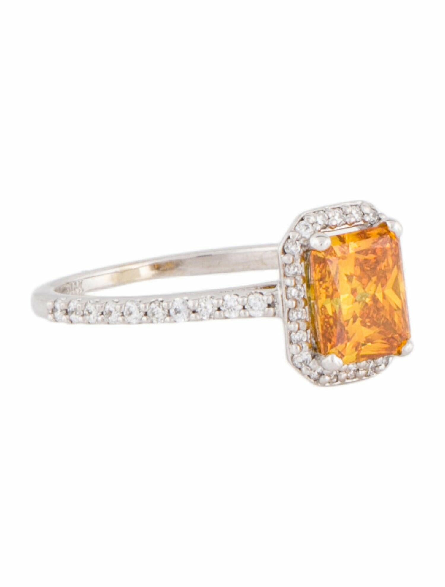 Engagement Ring 14K 1.71ct Fancy Vivid Yellowish Orange Lab-Grown ...