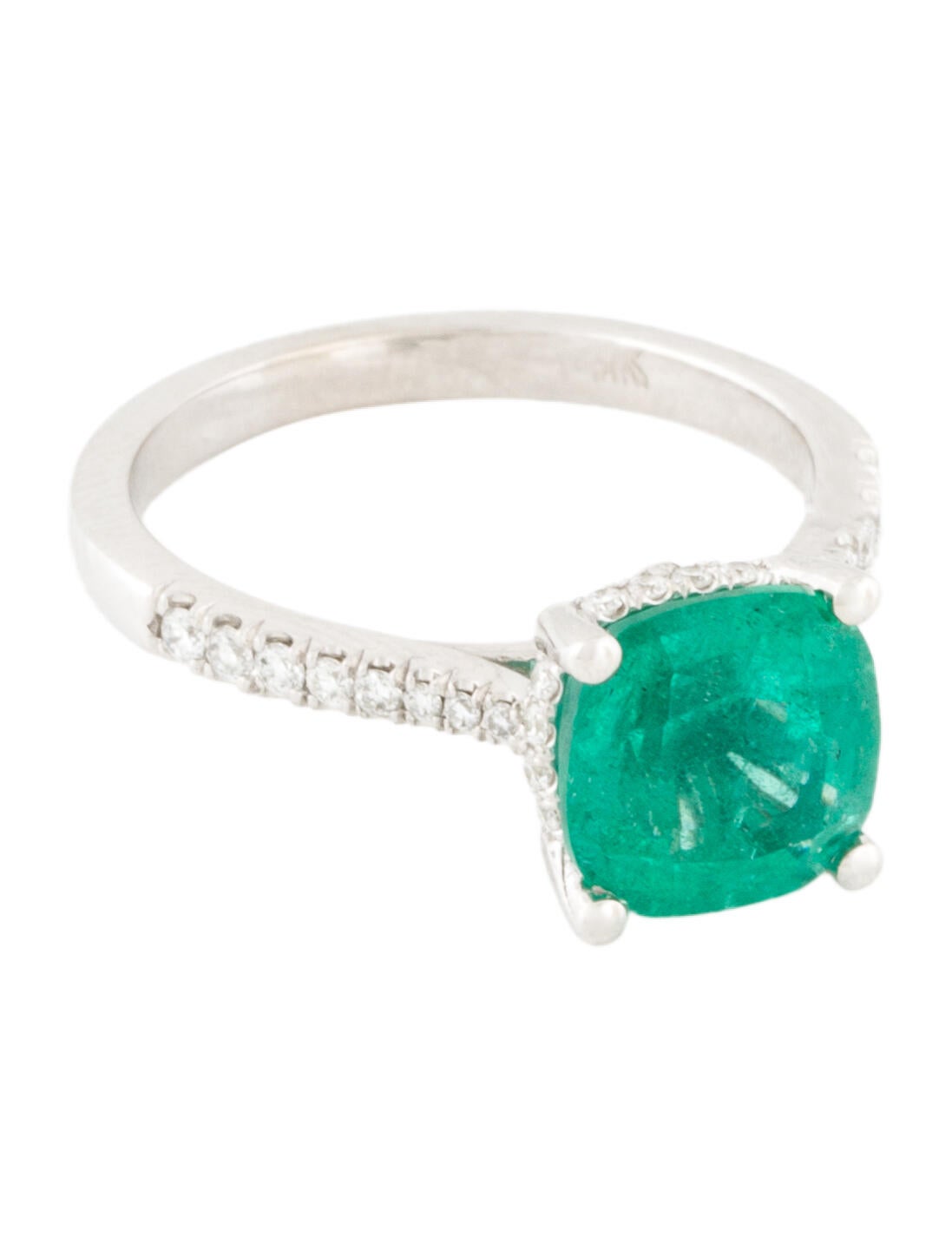 Engagement Ring 14K 2.77ct Emerald & Diamond Engagement Ring - Rhodium-Plated 14K White Gold ...