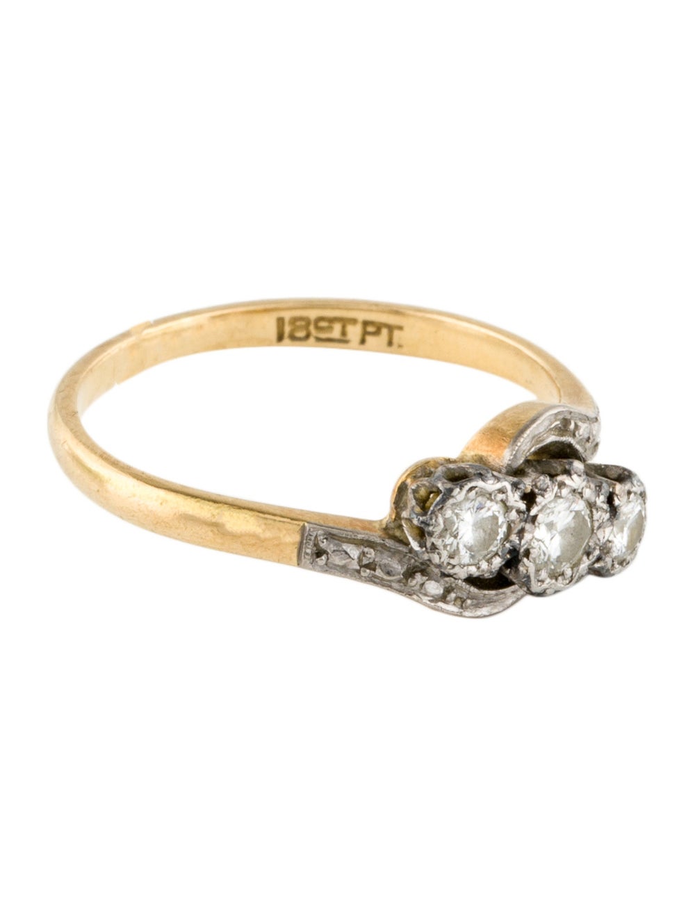 Engagement Ring Vintage Three-Stone Diamond Engagement Ring - 18K ...