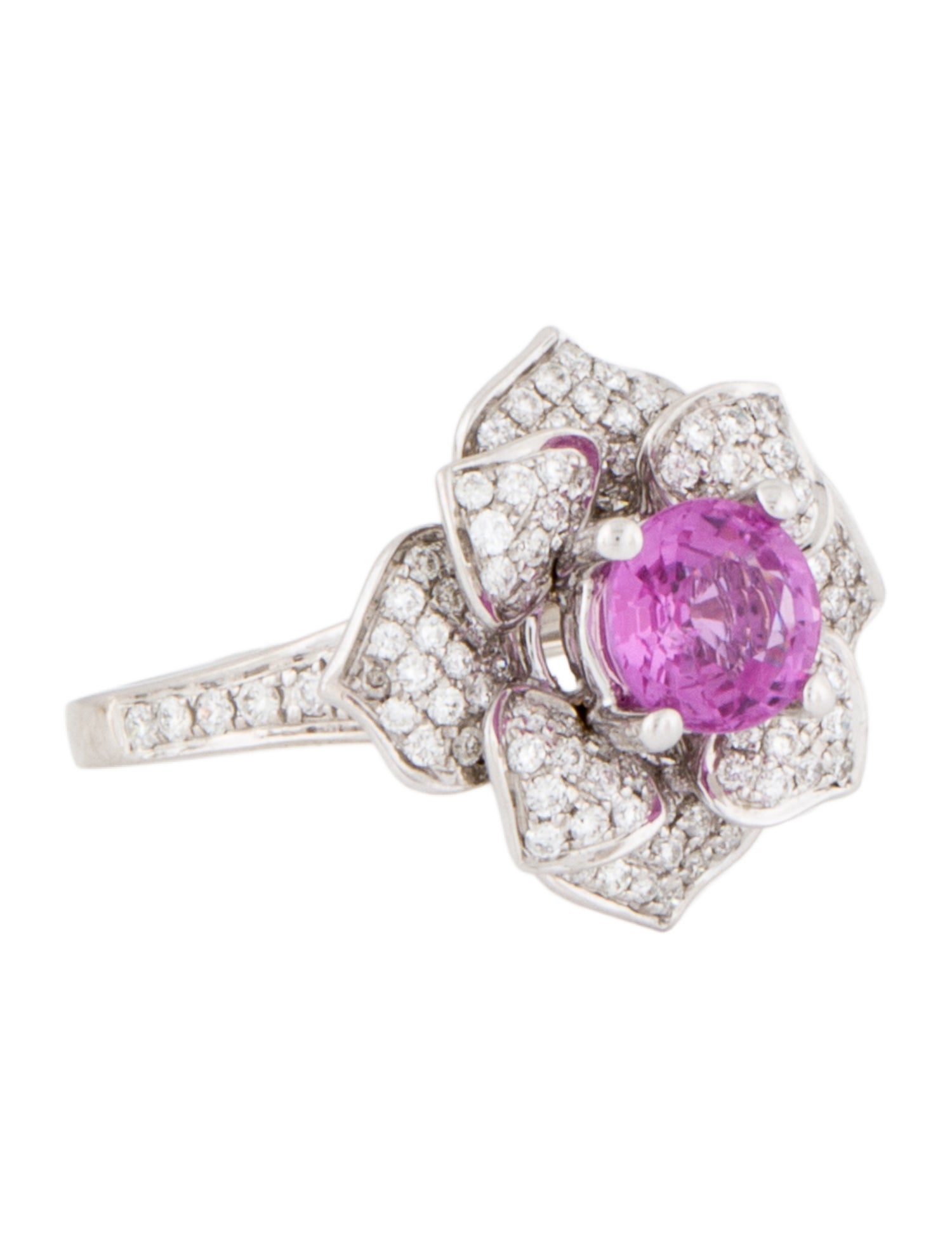 Engagement Ring 14K Pink Sapphire & Diamond Floral Engagement Ring ...
