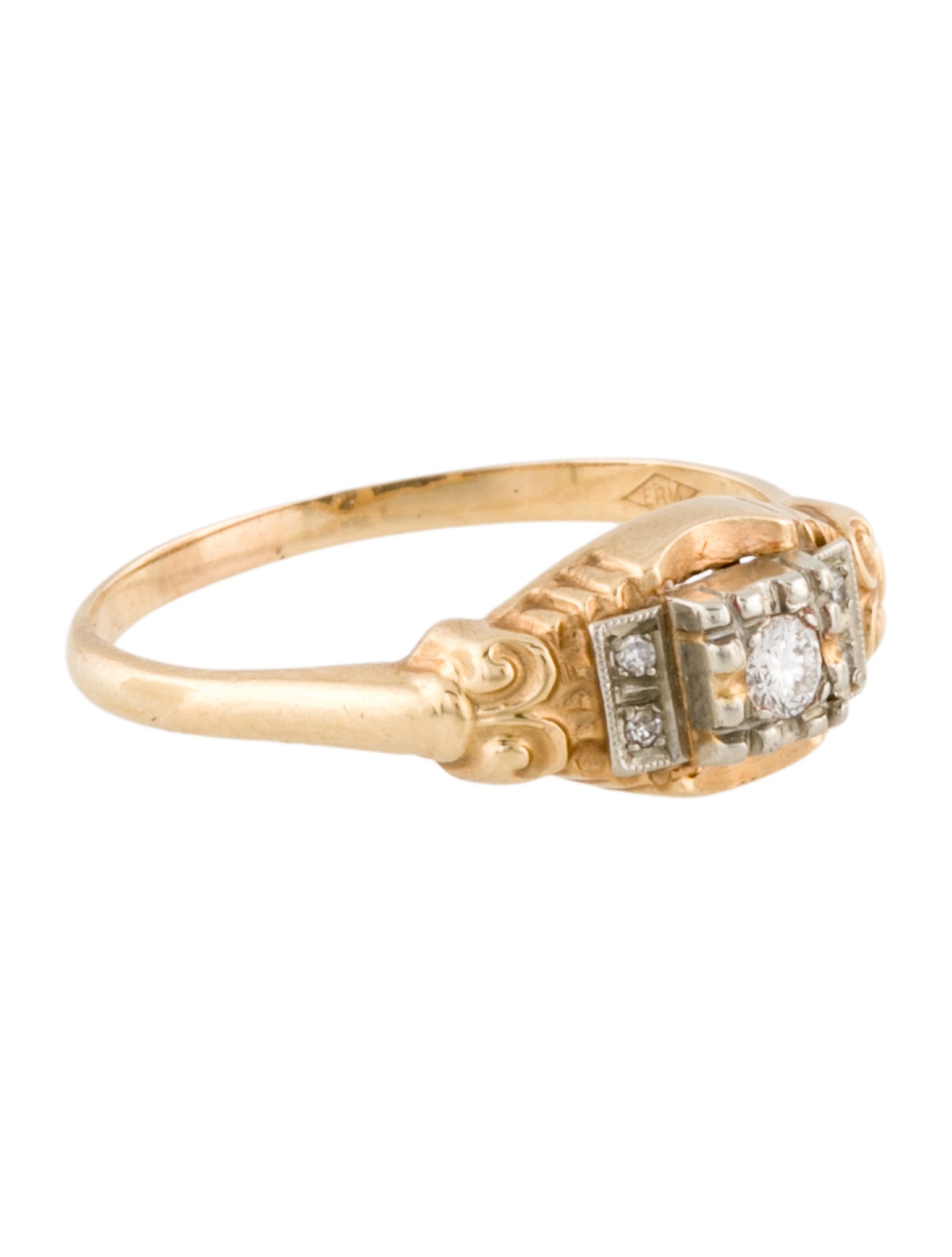Engagement Ring 14K Diamond Scroll Engagement Ring - 14K Yellow Gold ...