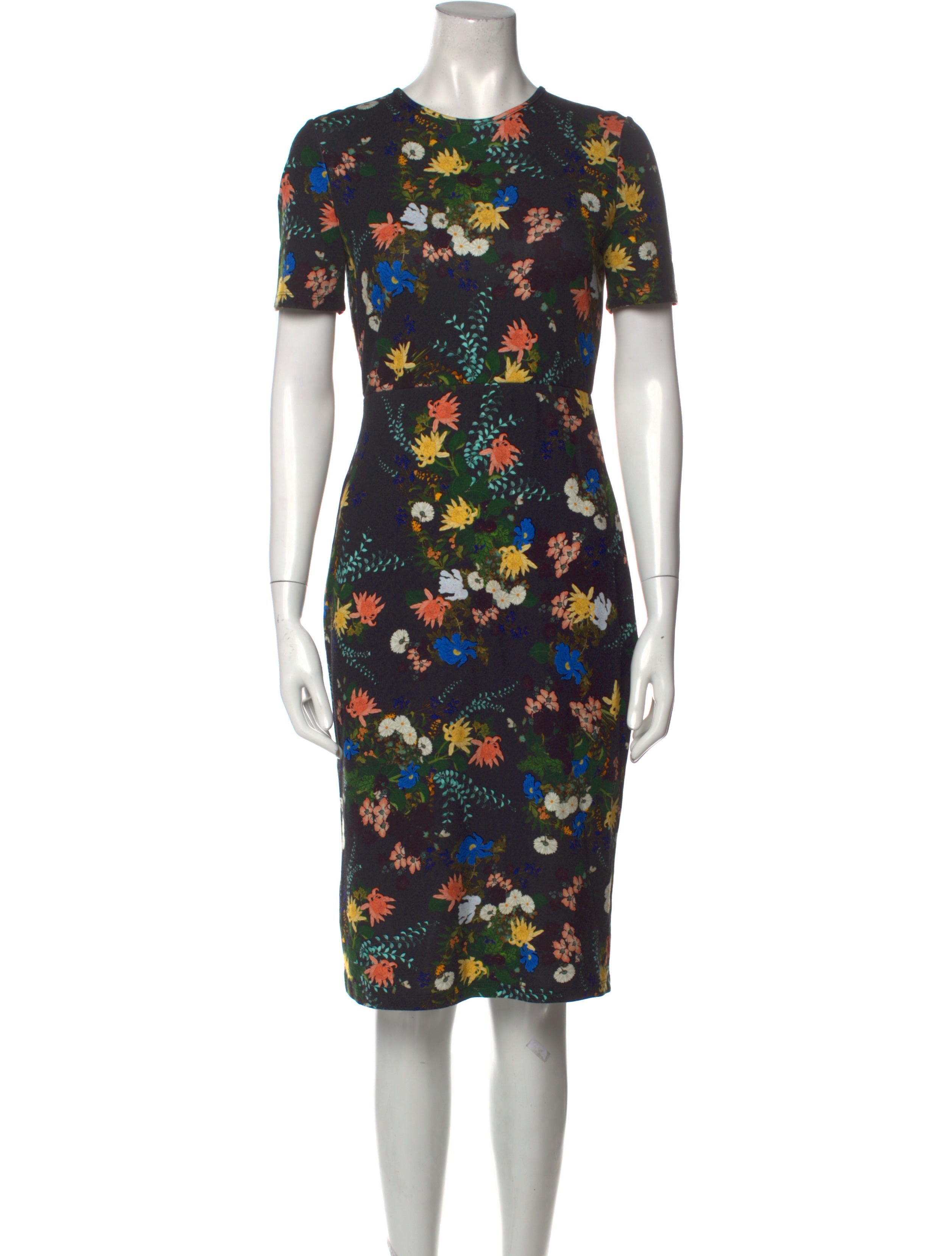 Erdem Floral Print Knee-Length Dress - Black Dresses, Clothing ...