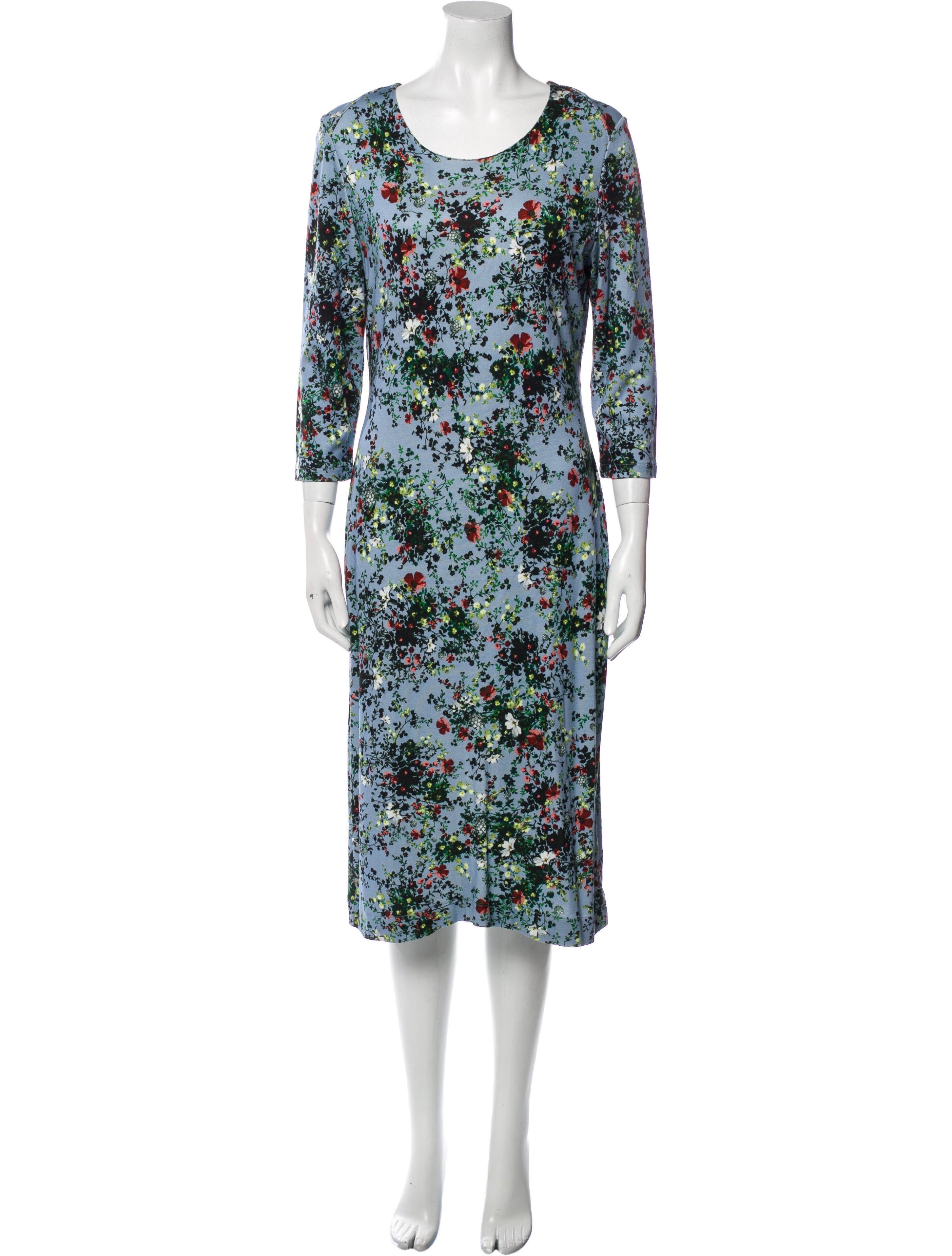 Erdem Floral Print Midi Length Dress - Blue Dresses, Clothing ...