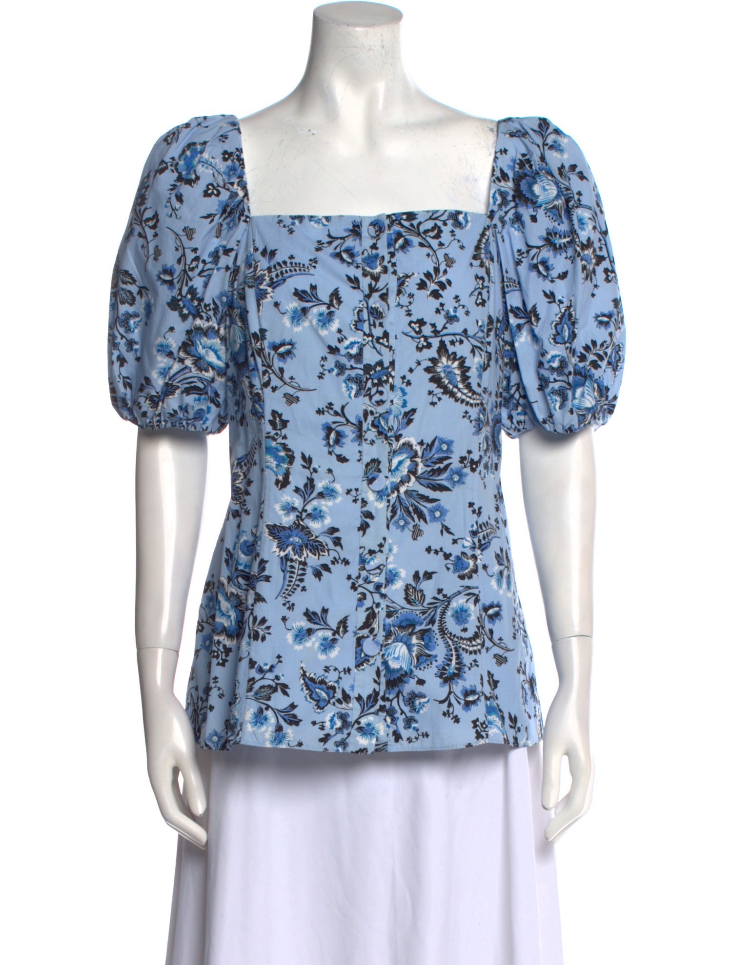Erdem Floral Print Square Neckline Blouse - Blue Tops, Clothing ...