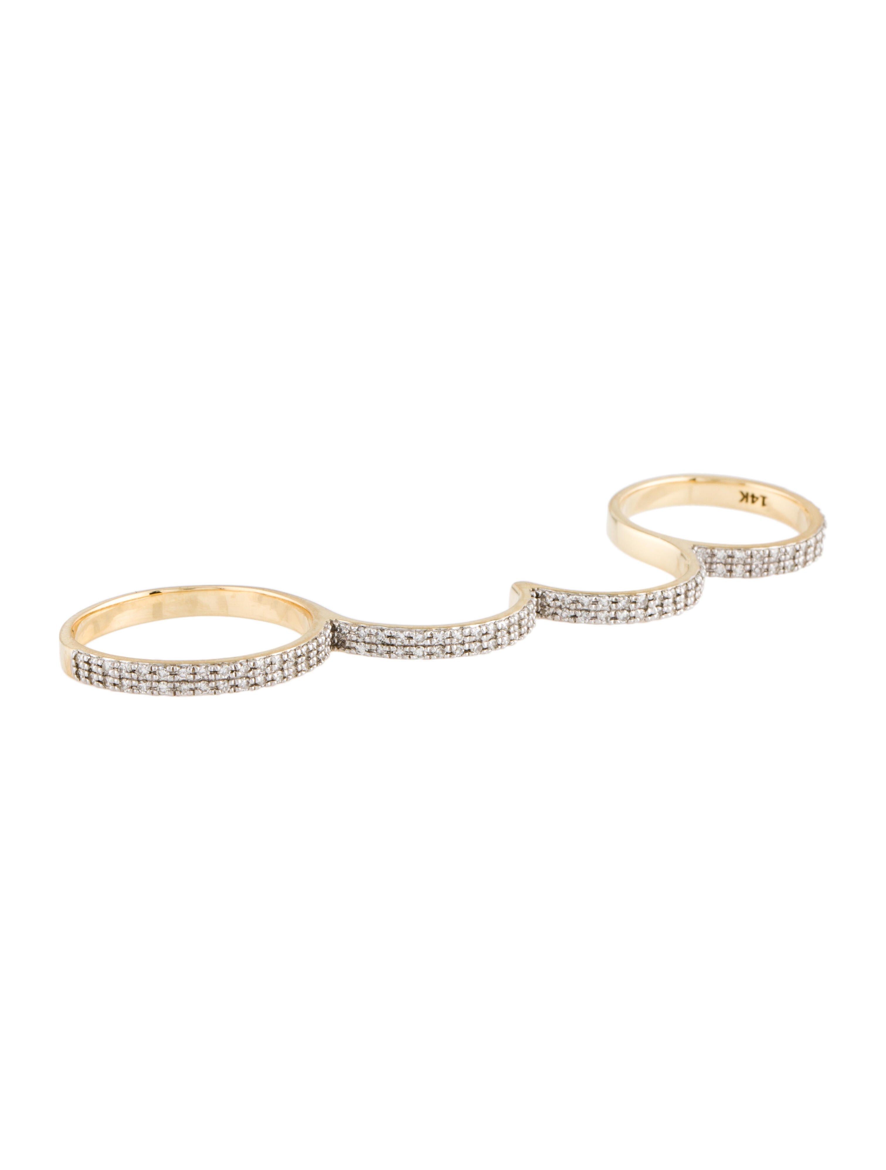 Eriness 14K Diamond Knuckle Ring - 14K Yellow Gold Cocktail Ring, Rings ...