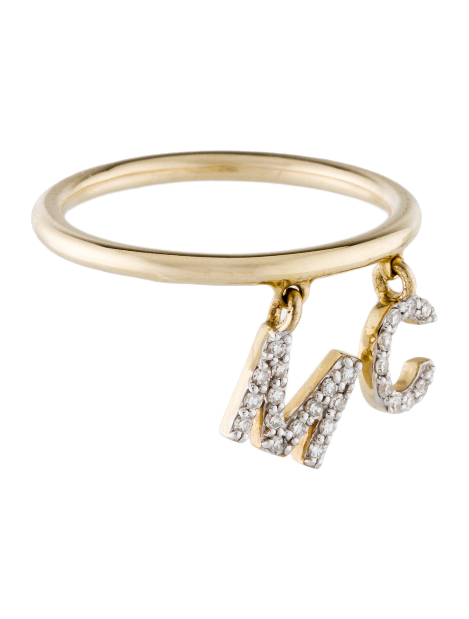 Eriness 14K Diamond Double Initial 'MC' Ring - 14K Yellow Gold Band, Rings - ERGFH20789 | The ...
