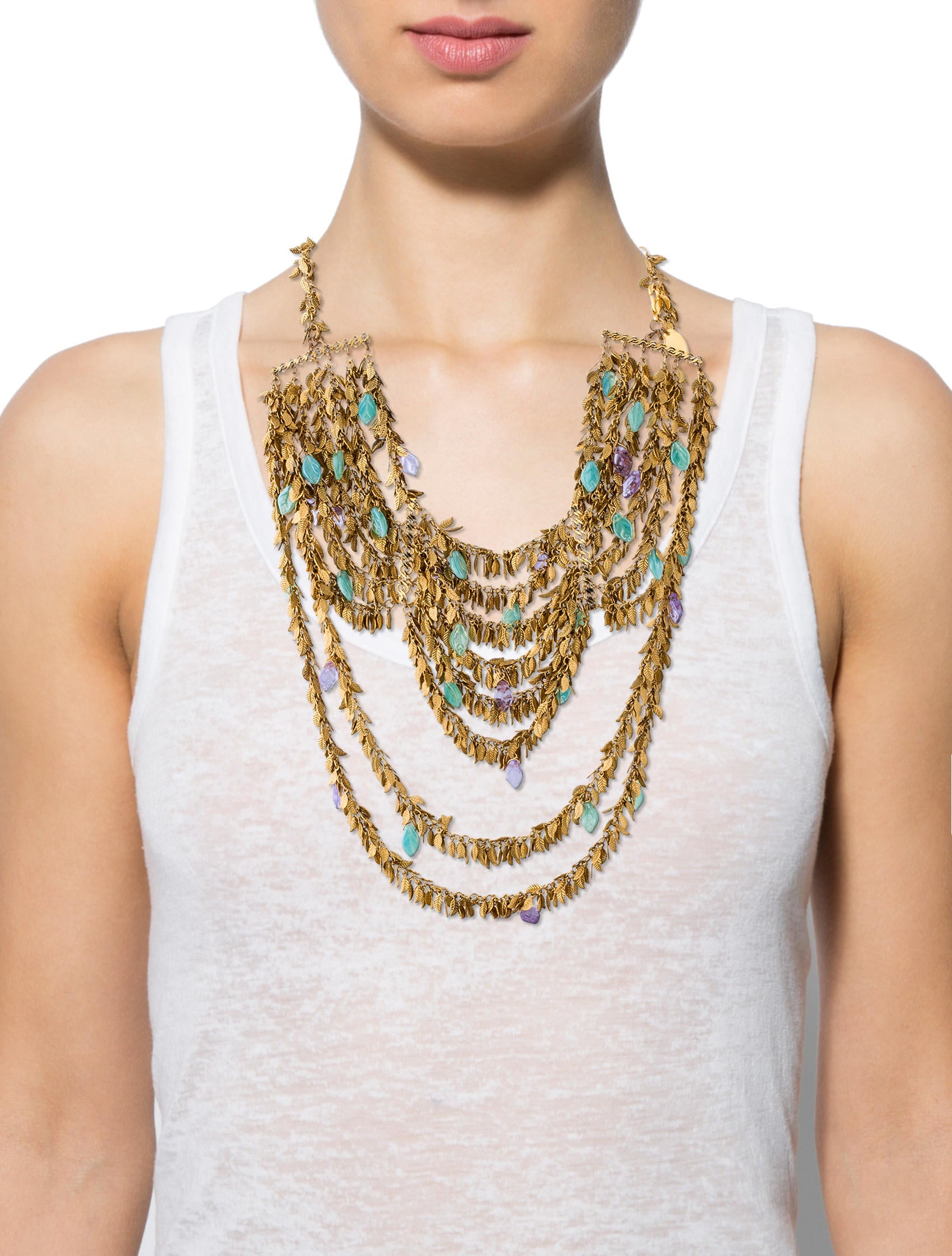 Erickson Beamon Multistrand Leaf Necklace - Multistrand, Necklaces ...