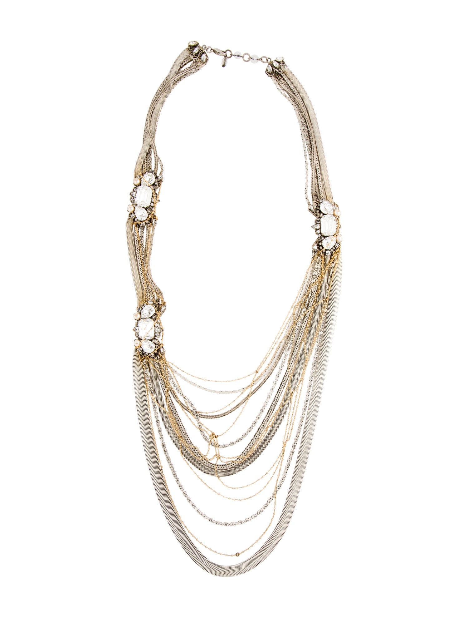 Erickson Beamon Faux Pearl & Crystal Two-Tone Multistrand Necklace ...