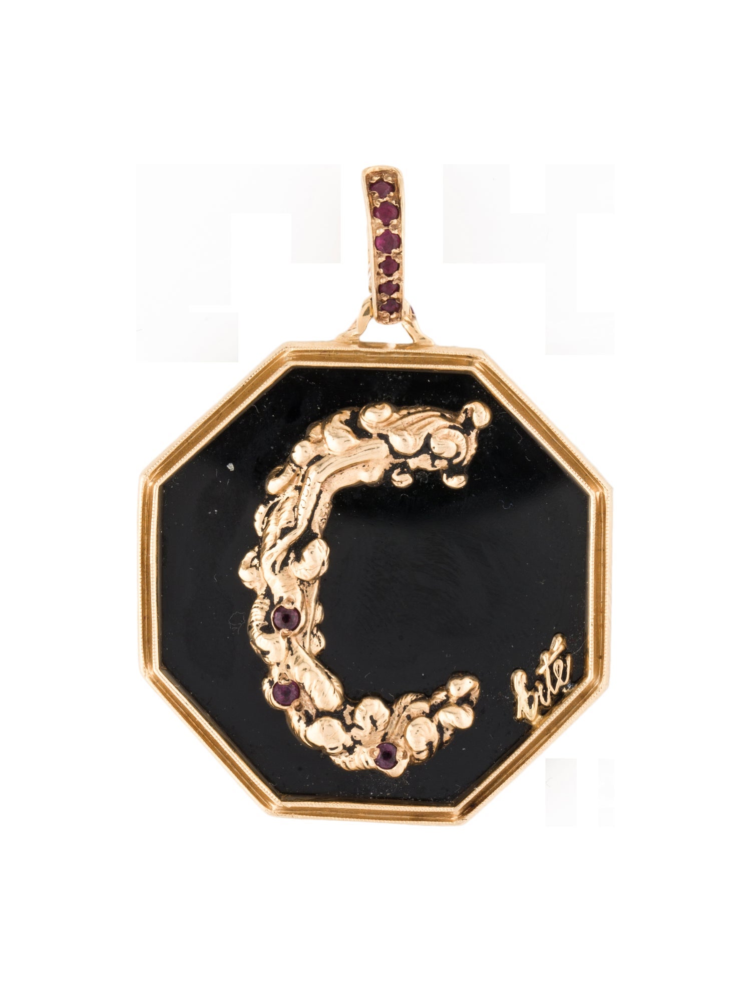 Erté 14K Onyx & Ruby Letter 'C' Alphabet Suite Pendant - 14K Yellow ...