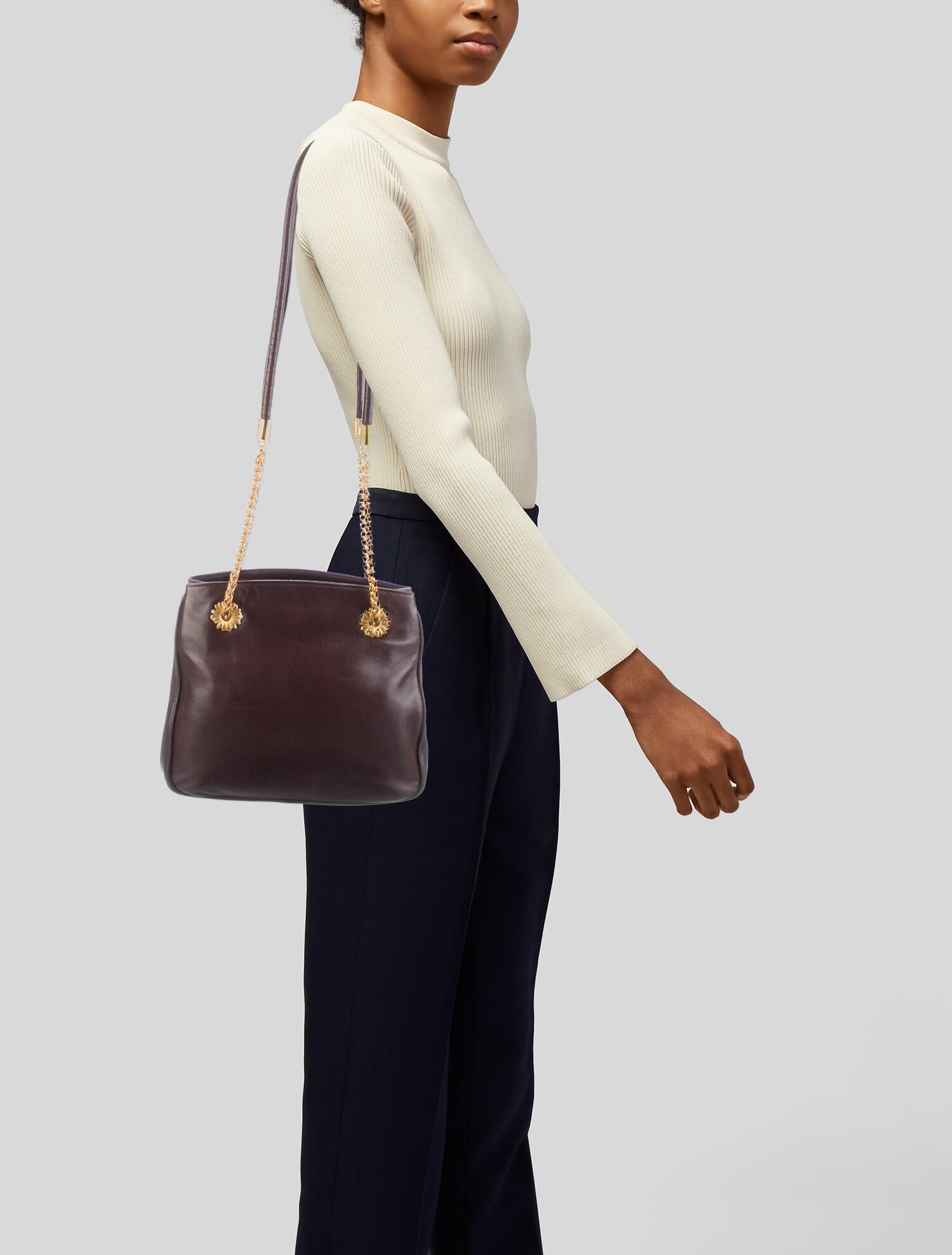 Escada Leather Chain-Link Shoulder Bag - Brown Shoulder Bags, Handbags ...