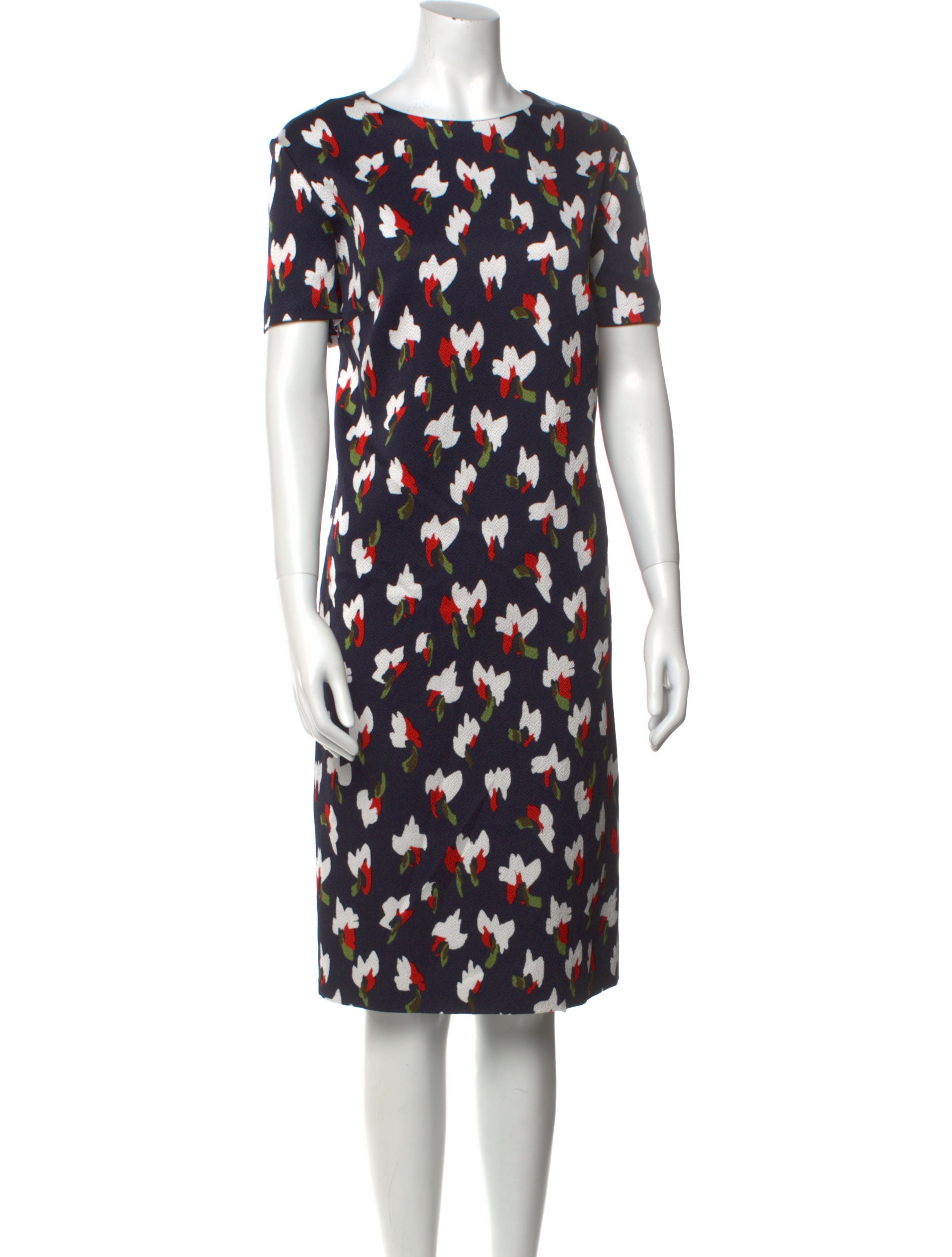Escada Floral Print Midi Length Dress - Blue Dresses, Clothing ...