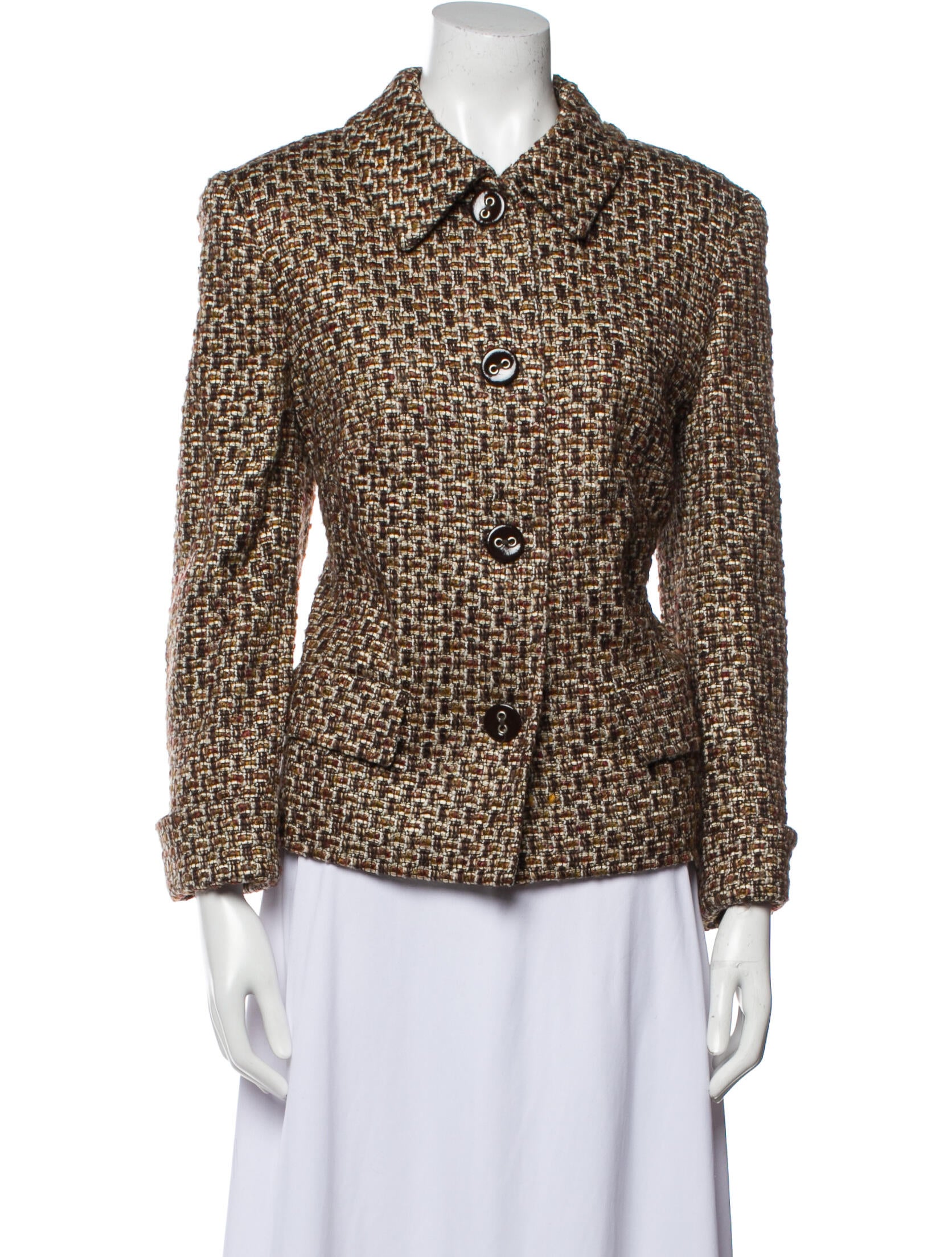Escada Tweed Pattern Blazer - Neutrals Jackets, Clothing - ESC107263 ...
