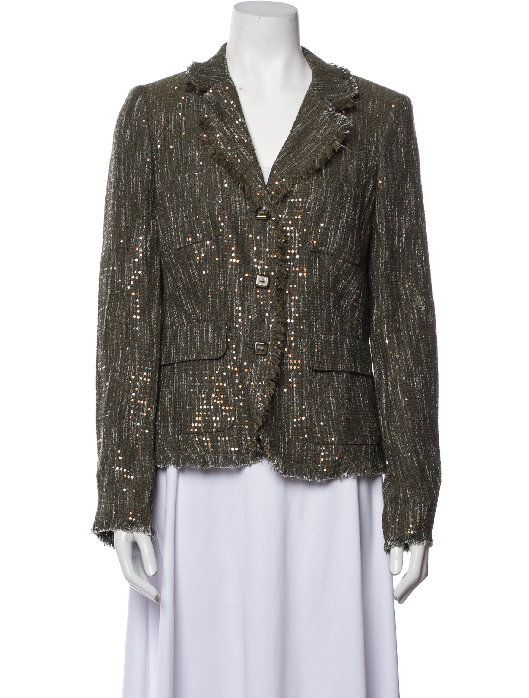 Escada Tweed Pattern Blazer w/ Tags - Green Jackets, Clothing ...
