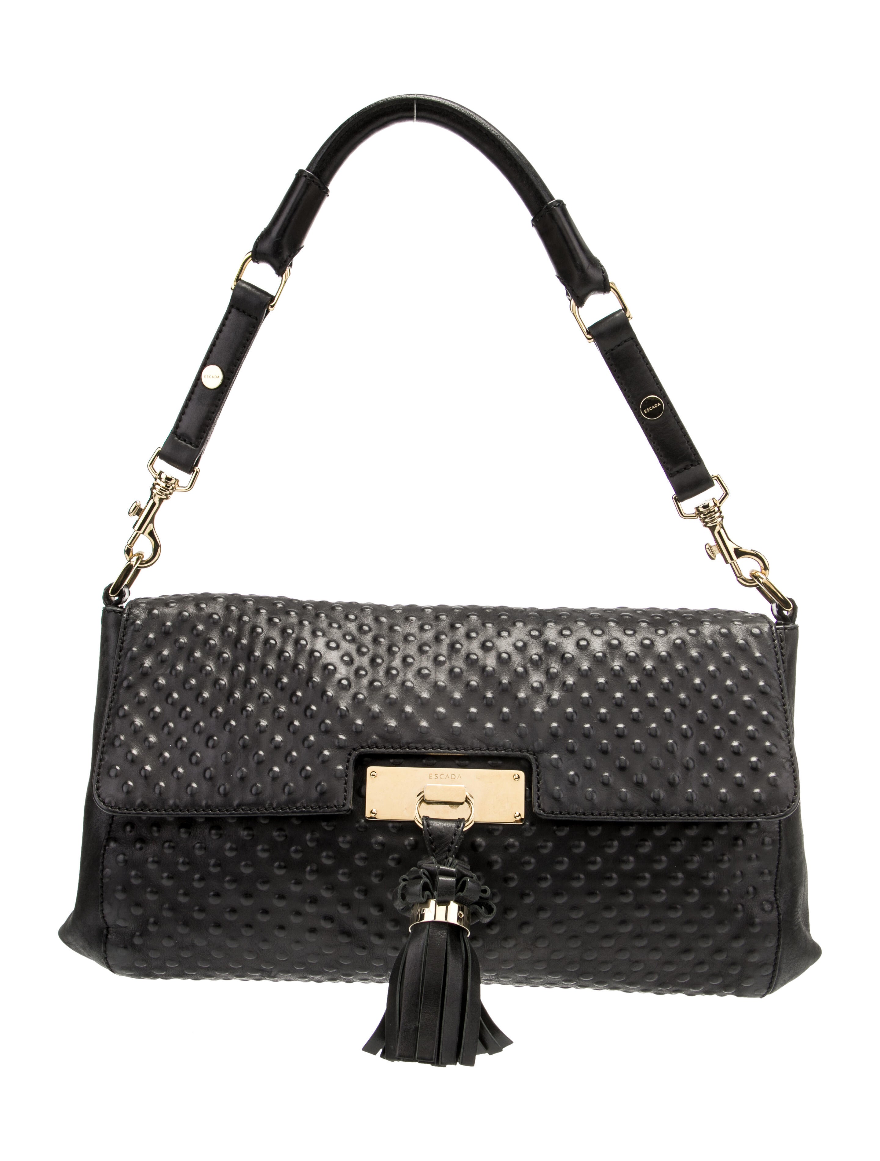Escada Leather Tassel-Accented Shoulder Bag - Black Shoulder Bags ...