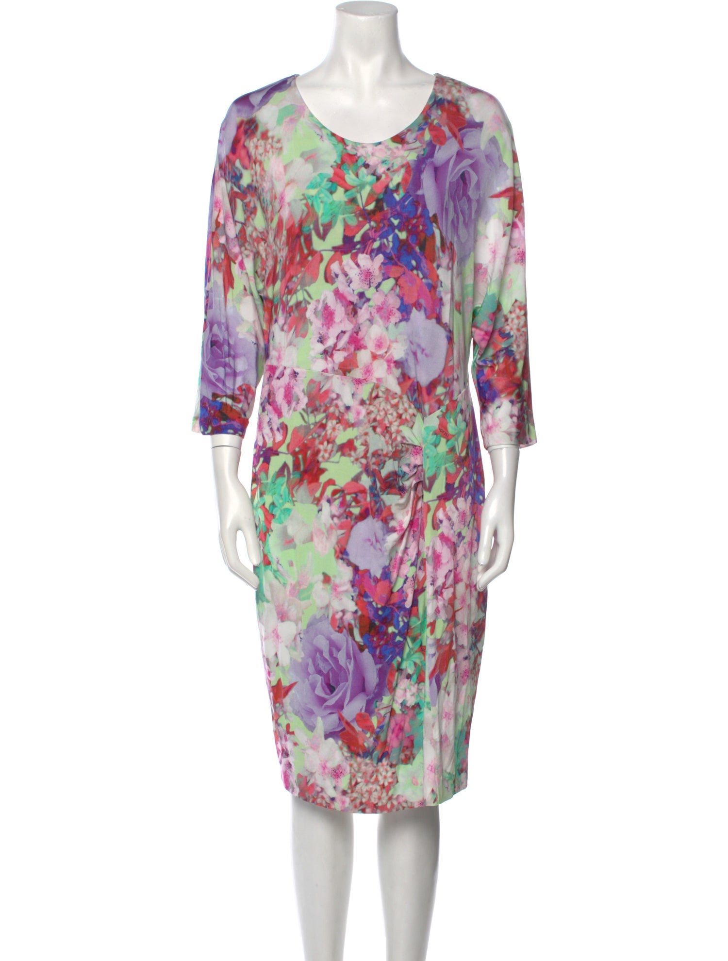 Escada Floral Print Knee-Length Dress - Neutrals Dresses, Clothing ...